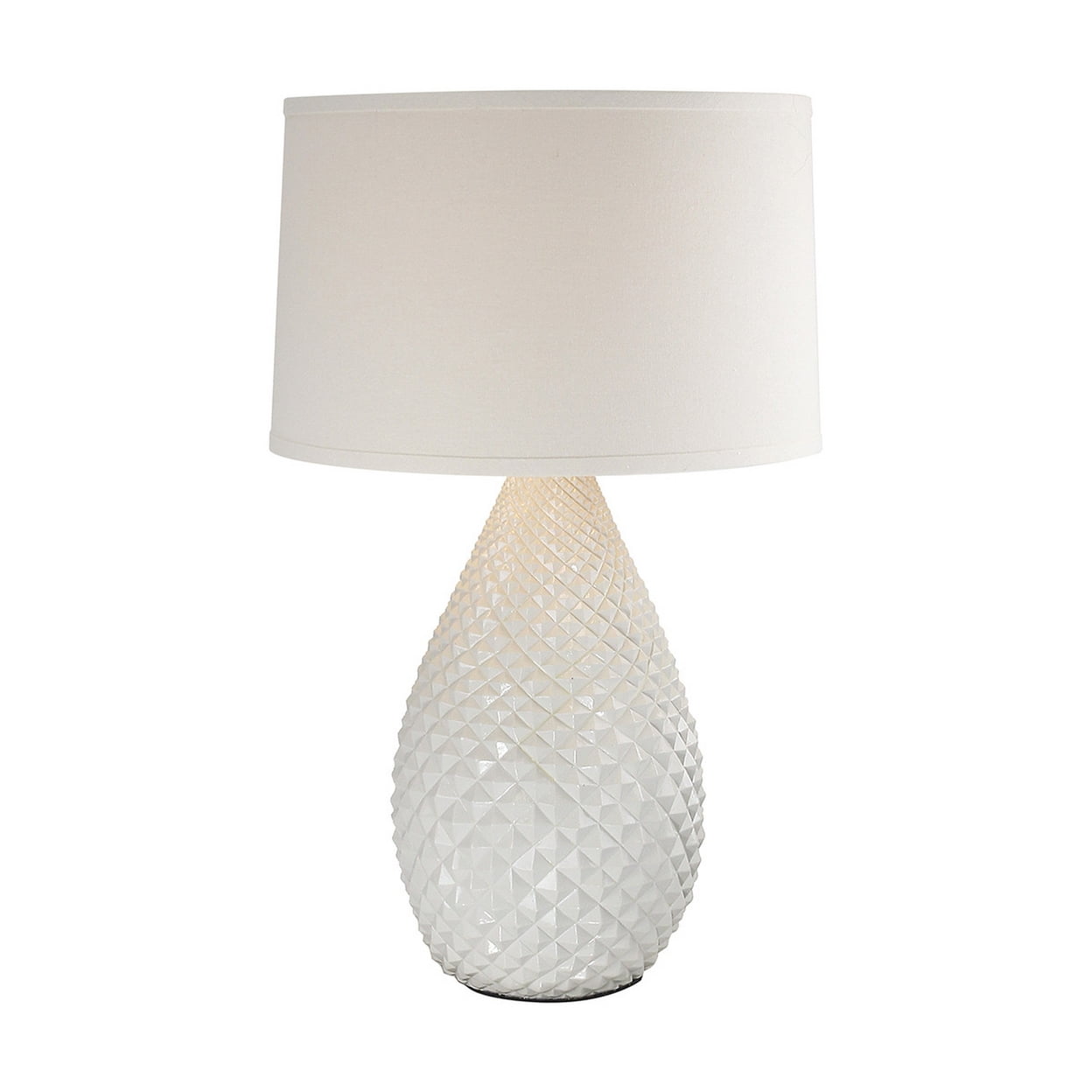 Zudi 26 Inch Table Lamp White Drum Shade Drop Shaped Body Swiss White ...