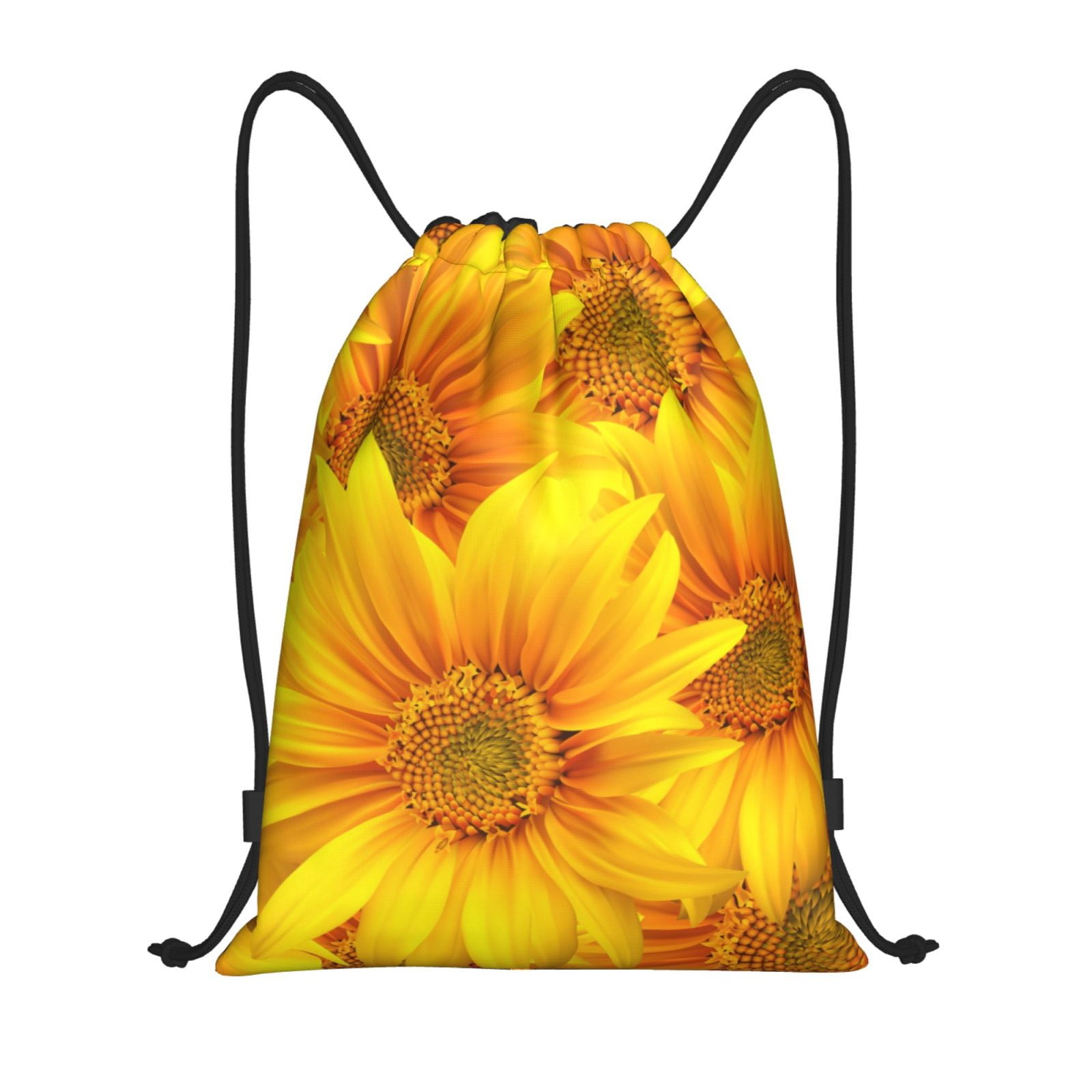 Zufioo 3D Sunflowers Sports Cinch Sack Gym String Bags Machine Washable ...