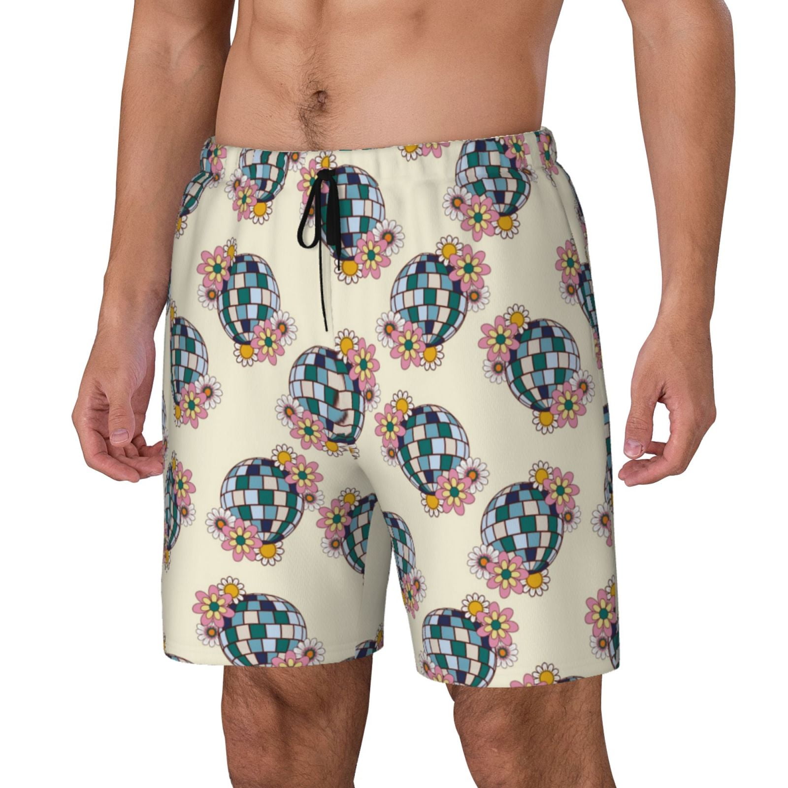 Zufioo 70s Disco Ball Mens Swimsuit Trunks with Compression Liner,Quick ...