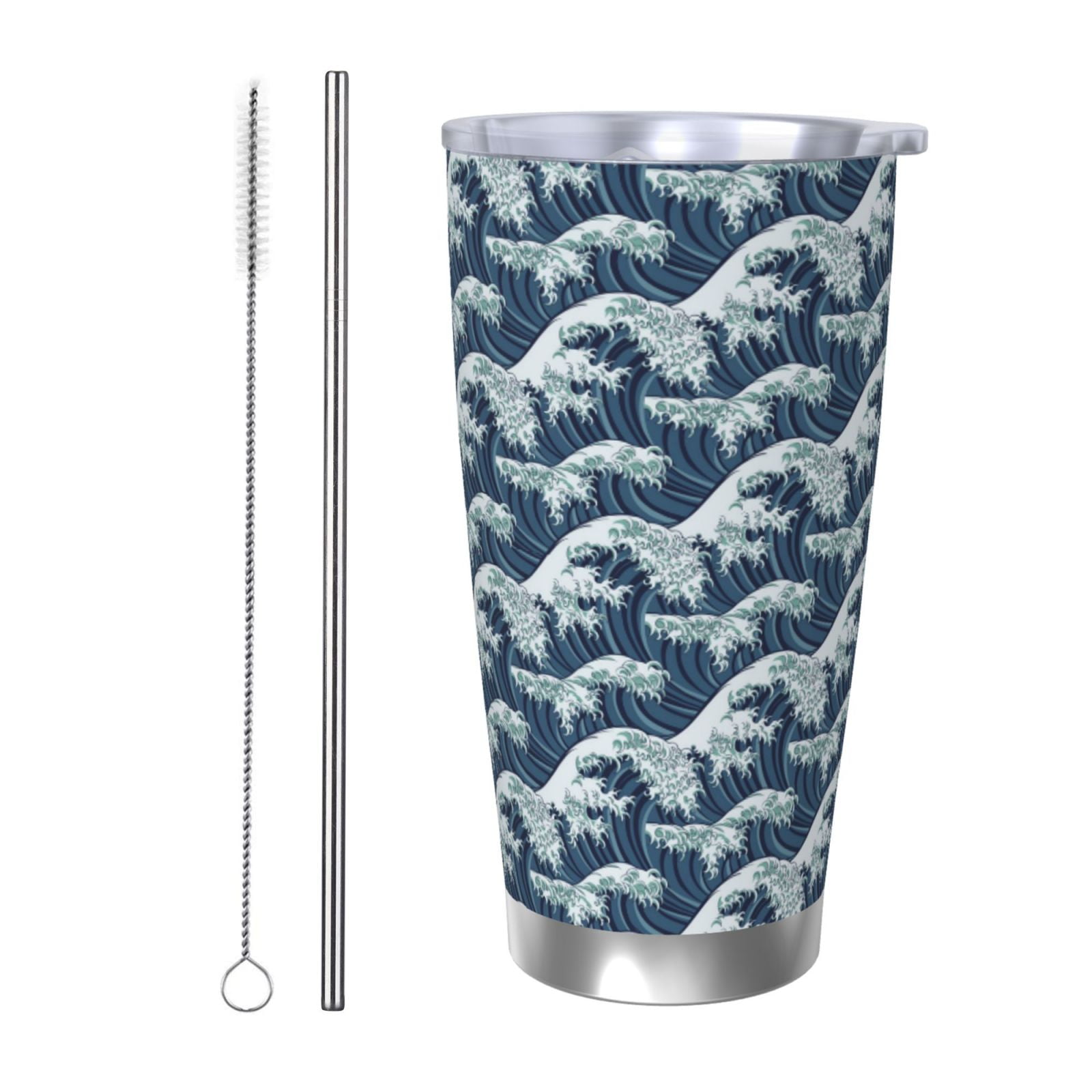 Zufioo A Japanese Great Wave Print 20OZ Stainless Steel Car Cup, Direct ...