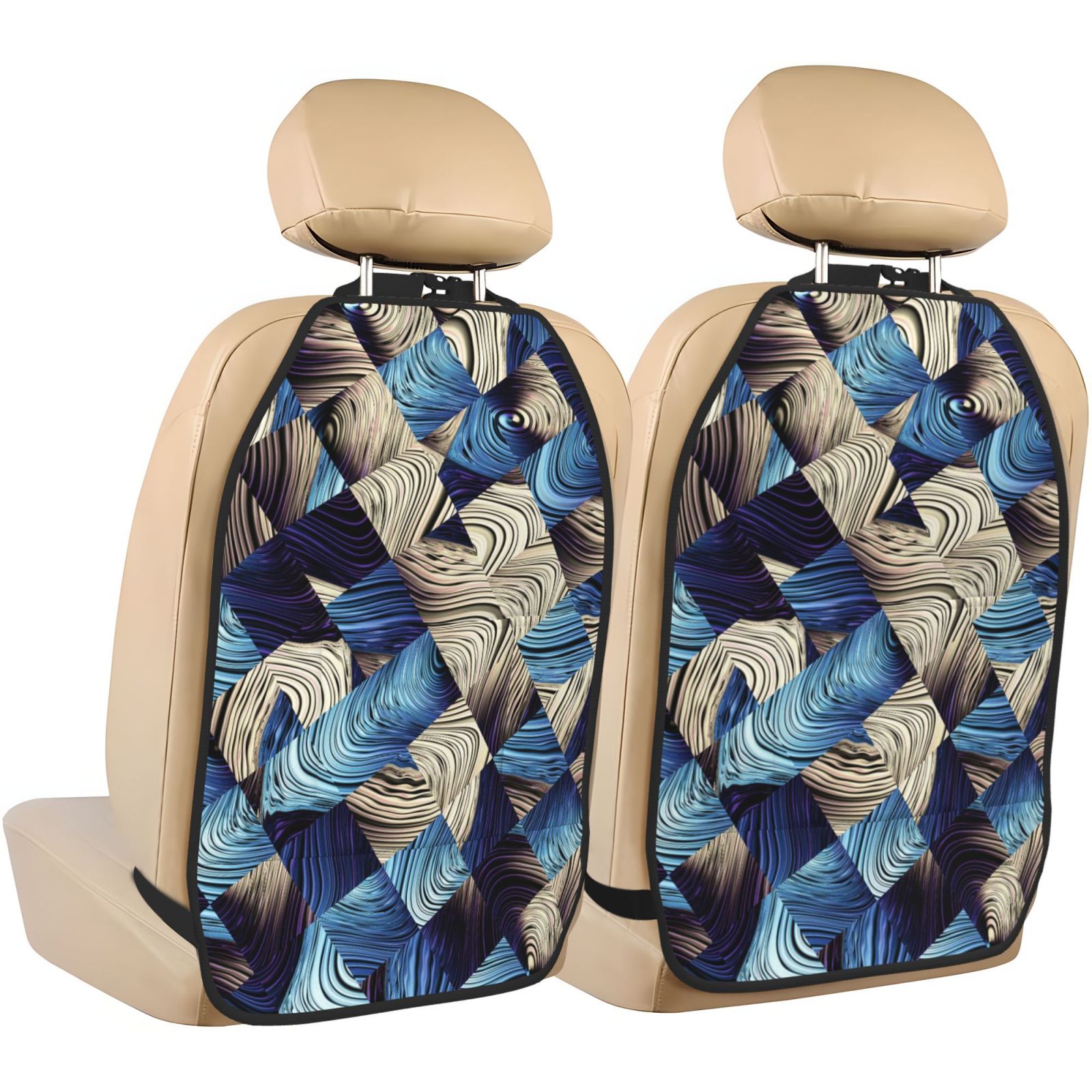 Zufioo Abstract Blue Squares for Car Seat Kick-Proof Storage Pads 2 ...
