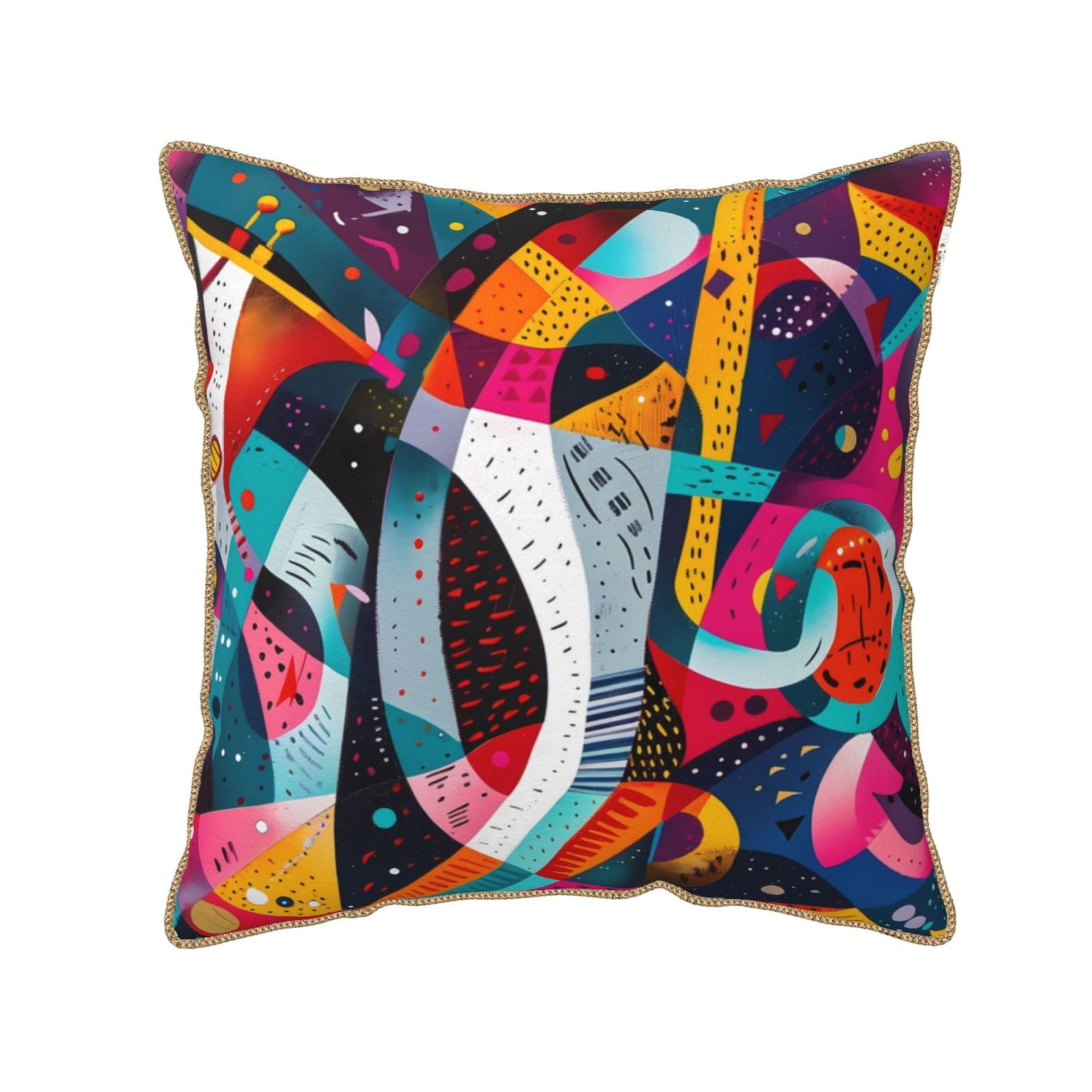 Zufioo Abstract Jazz Instrumental Print Velvet Border Throw Pillow ...
