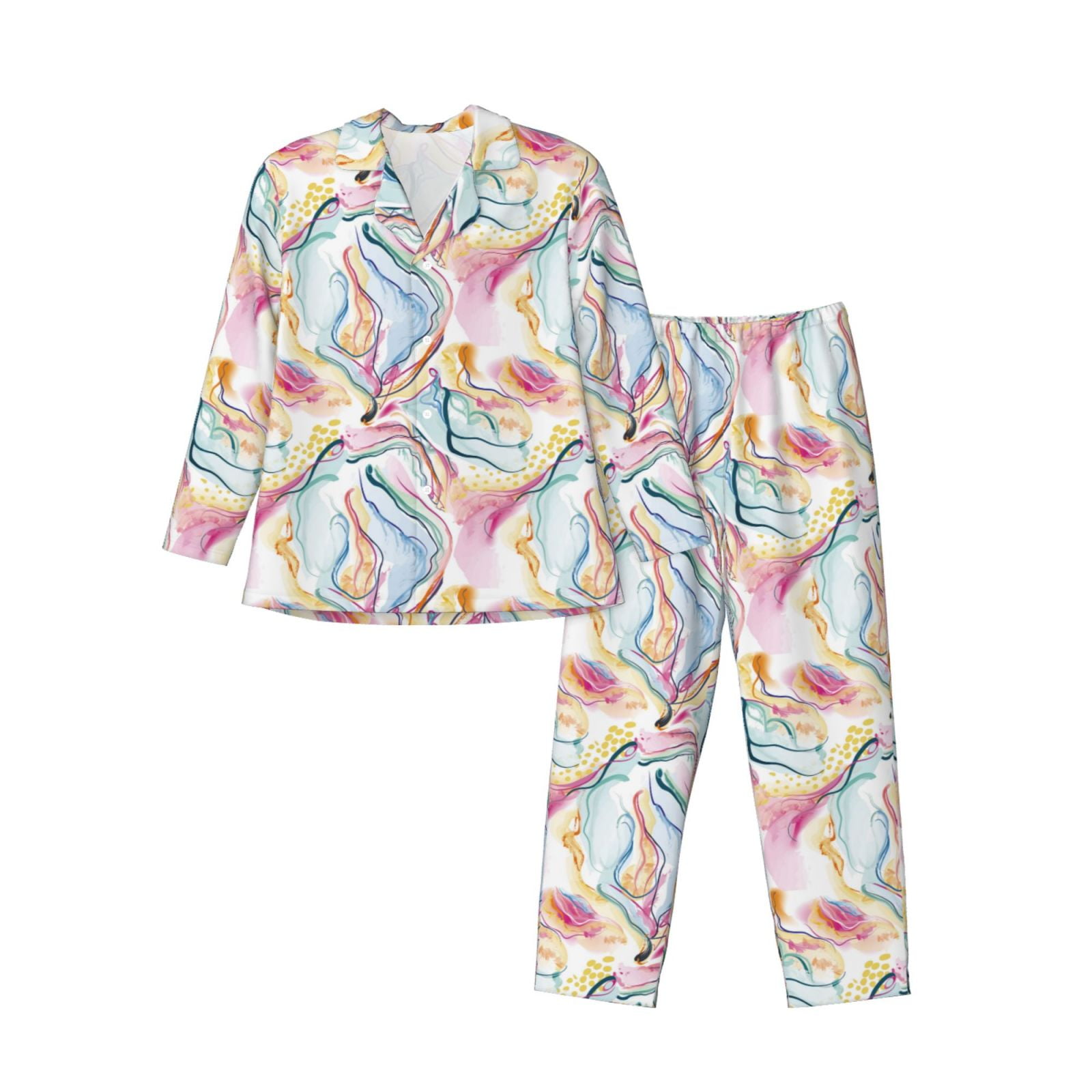 Zufioo Abstract Marble Texture Mens Pajamas Set, Mens Long-Sleeved ...