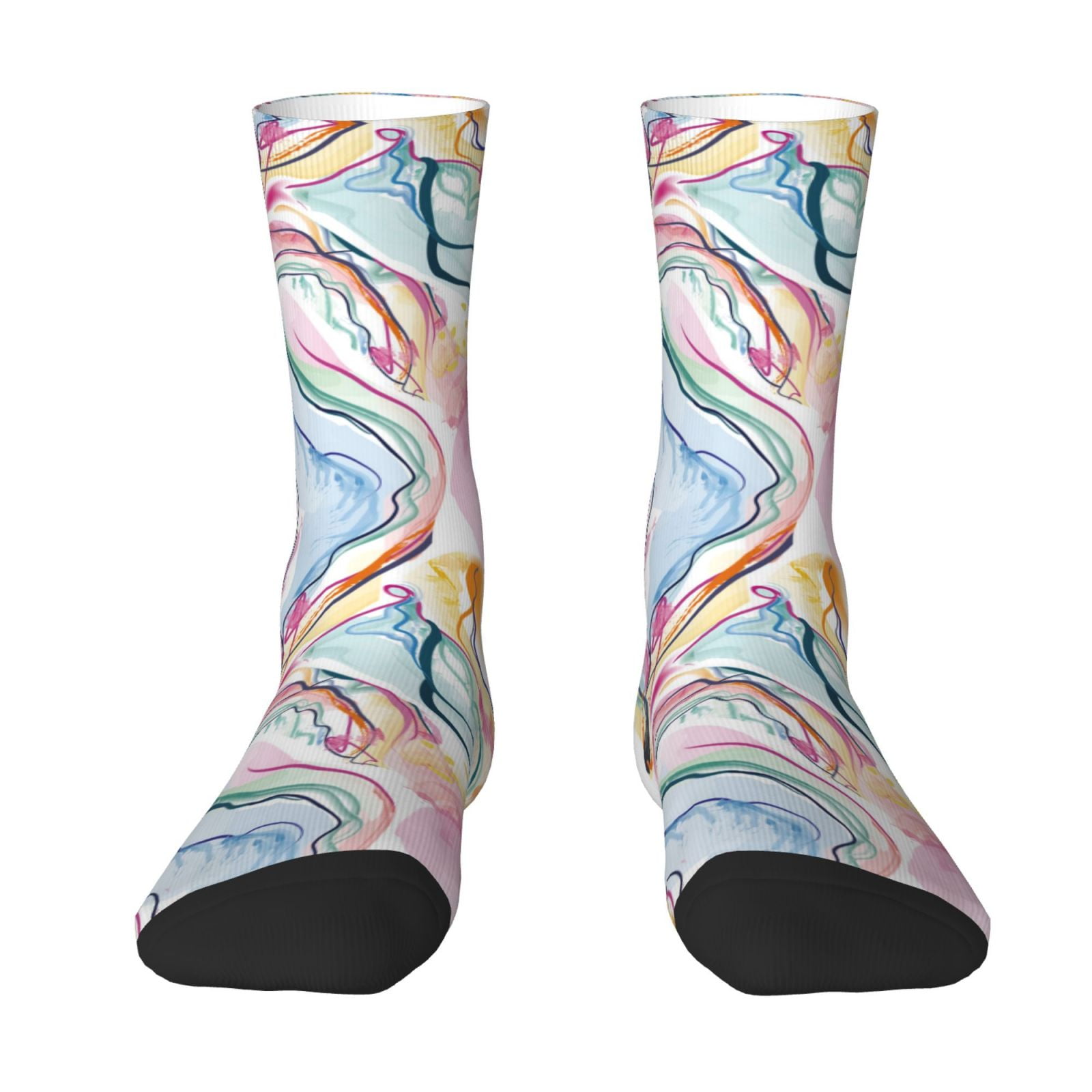 Zufioo Abstract Marble Texture Print Thigh High Socks,Knee High Socks ...