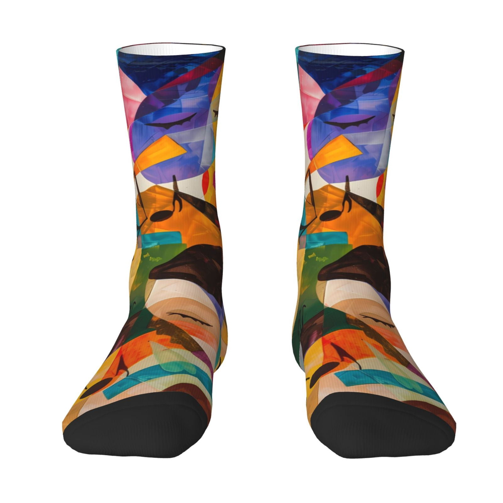 Zufioo Abstract Musical Faces Print Thigh High Socks,Knee High Socks ...