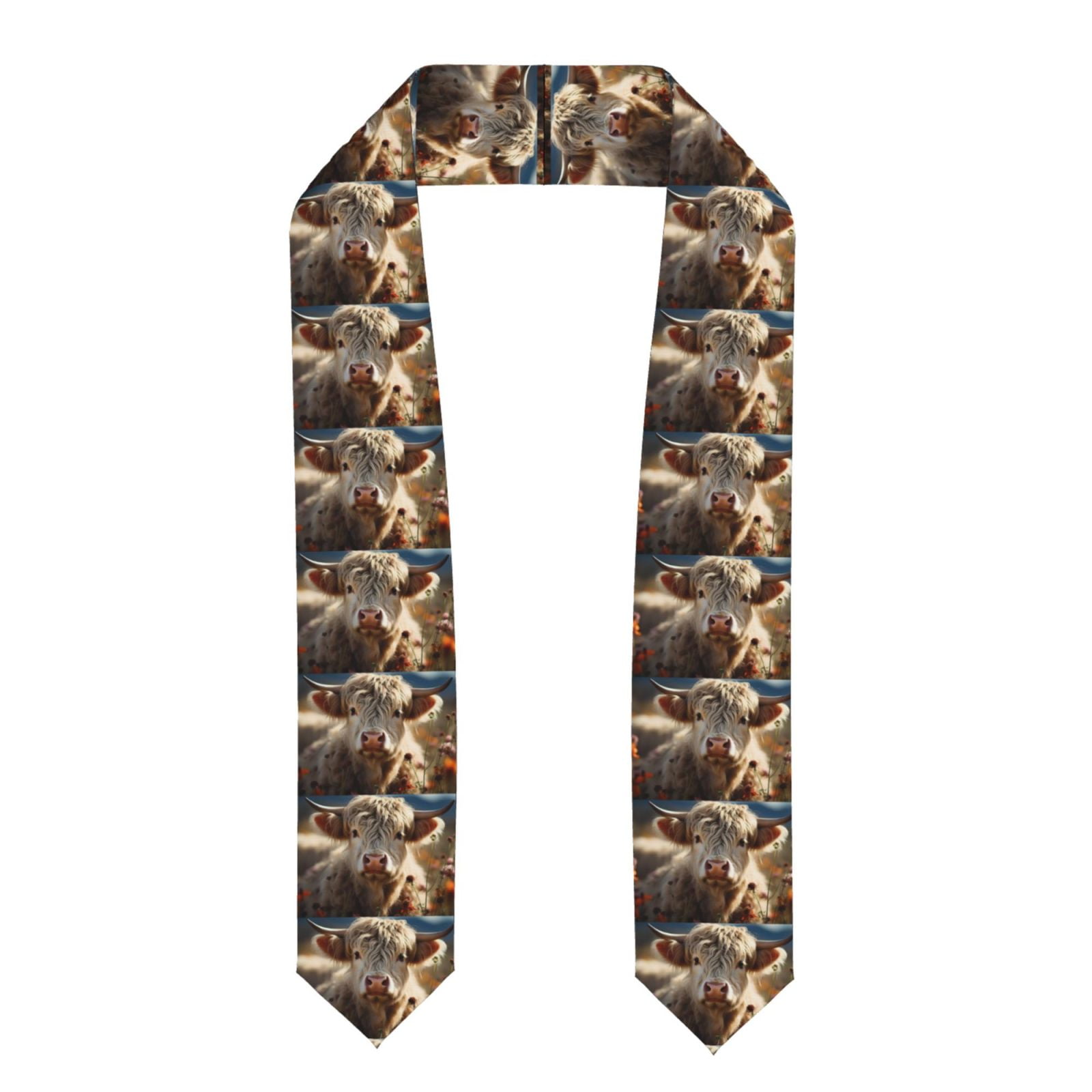 Zufioo Adorable Flower Field Cow Print Graduation Shawl Ribbon ...