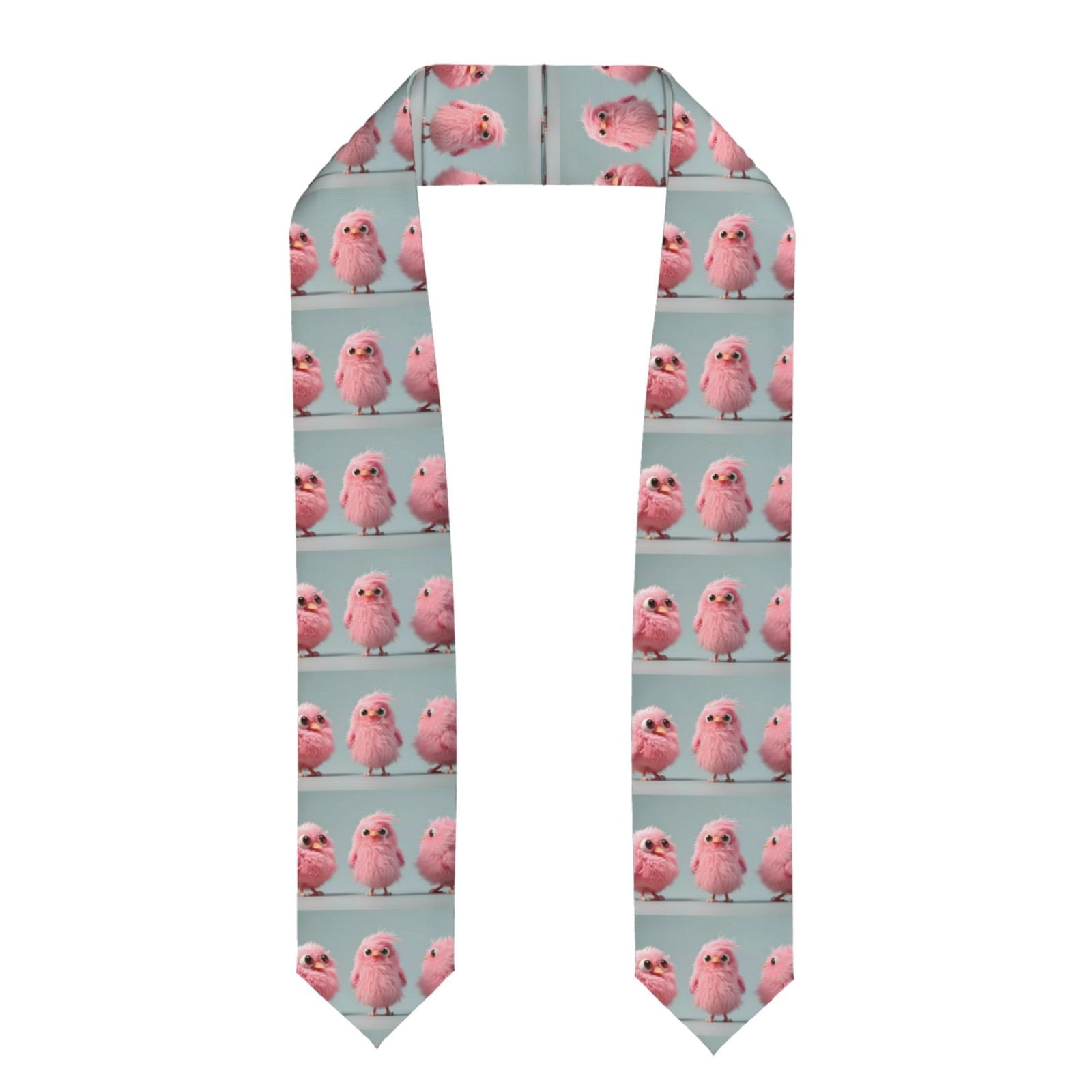 Zufioo Adorable Pink Fluffy Birds Print Graduation Shawl Ribbon ...