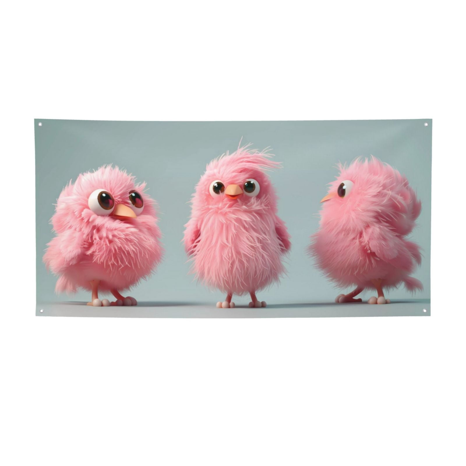 Zufioo Adorable Pink Fluffy Birds Print Holiday Banners, Party Banners ...