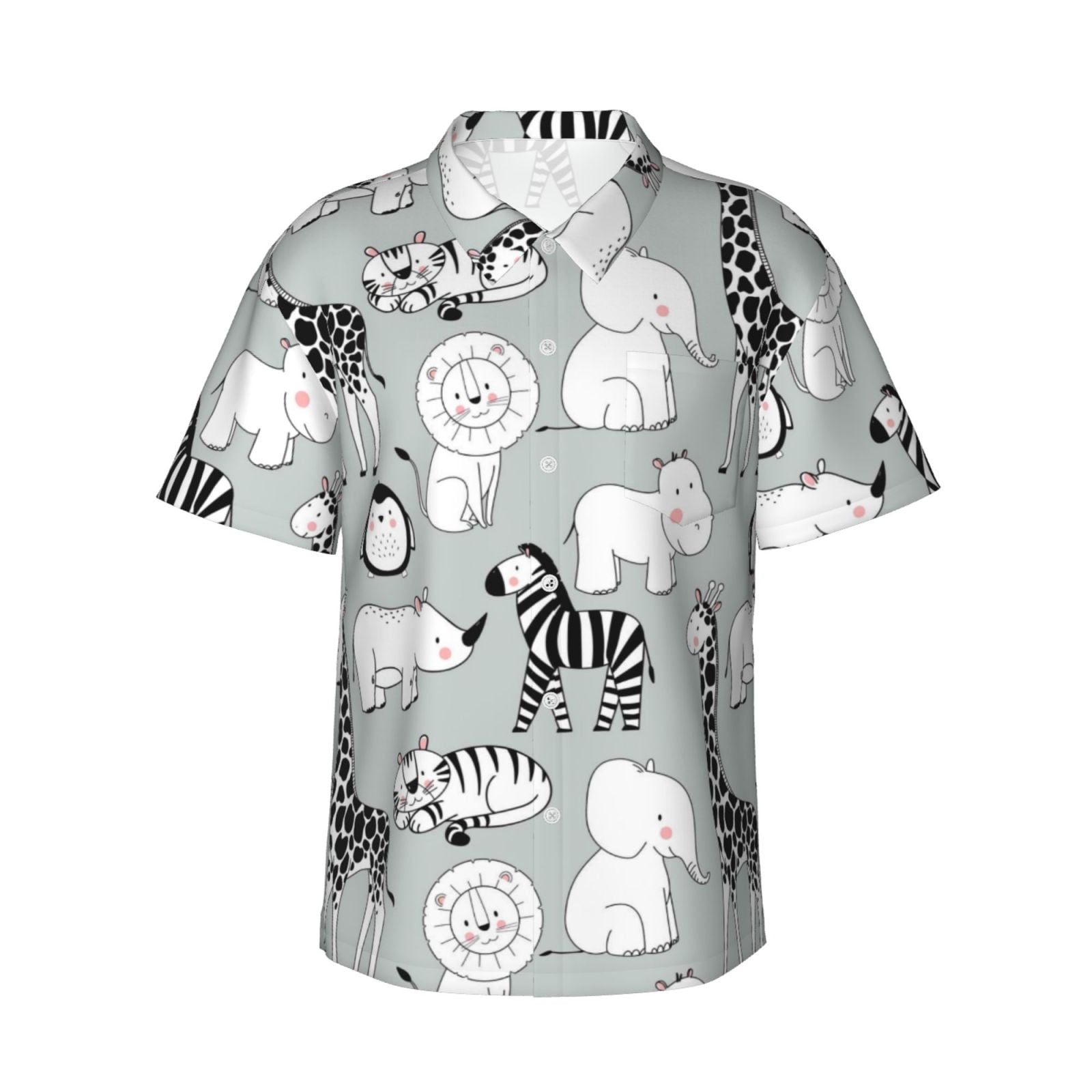 Zufioo African Animals Hawaiian Shirt for Men,Beach Shirts Tropical ...