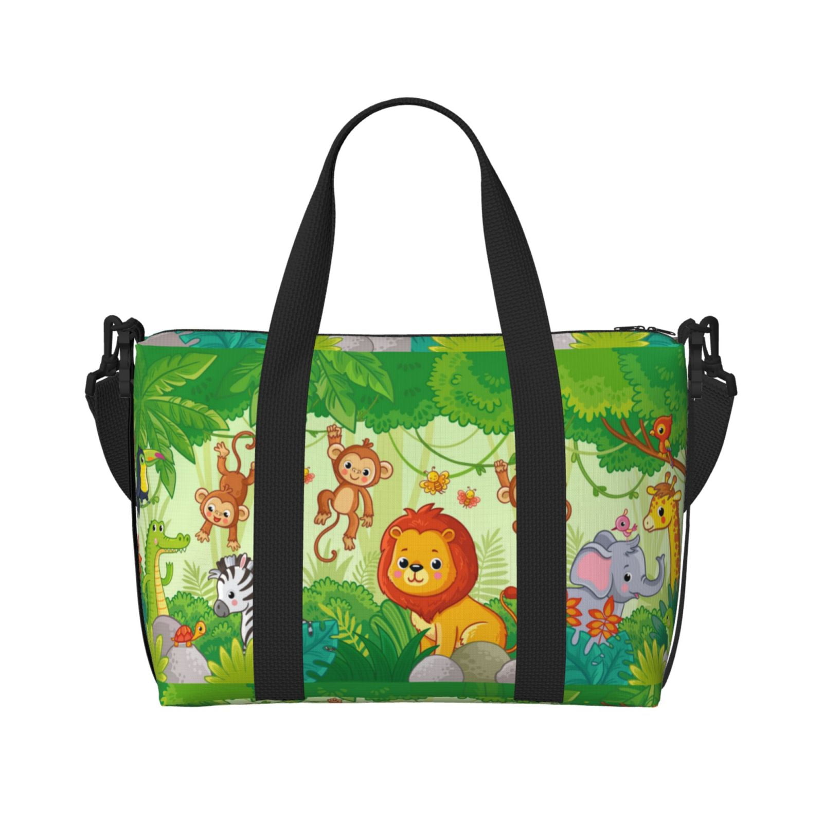 Zufioo African Animals in the Jungle Pattern Hand-held Travel Bag ...