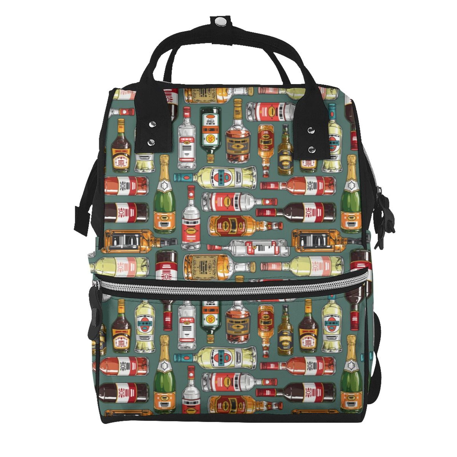 Zufioo Alcohol Bottles Print Large capacity mommy bag, diaper bag ...