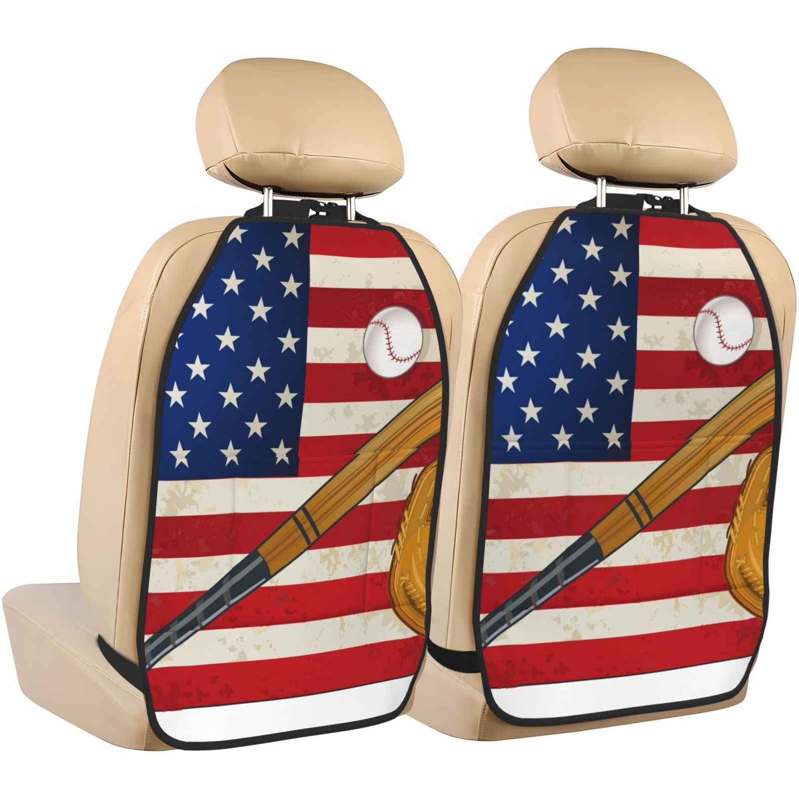 Zufioo American Flag And Baseball for Car Seat Kick-Proof Storage Pads ...