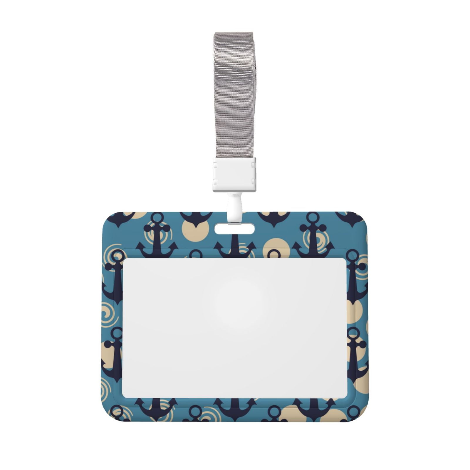 Zufioo Anchors Print Work Badge Protective Case, Waterproof Lanyard ...
