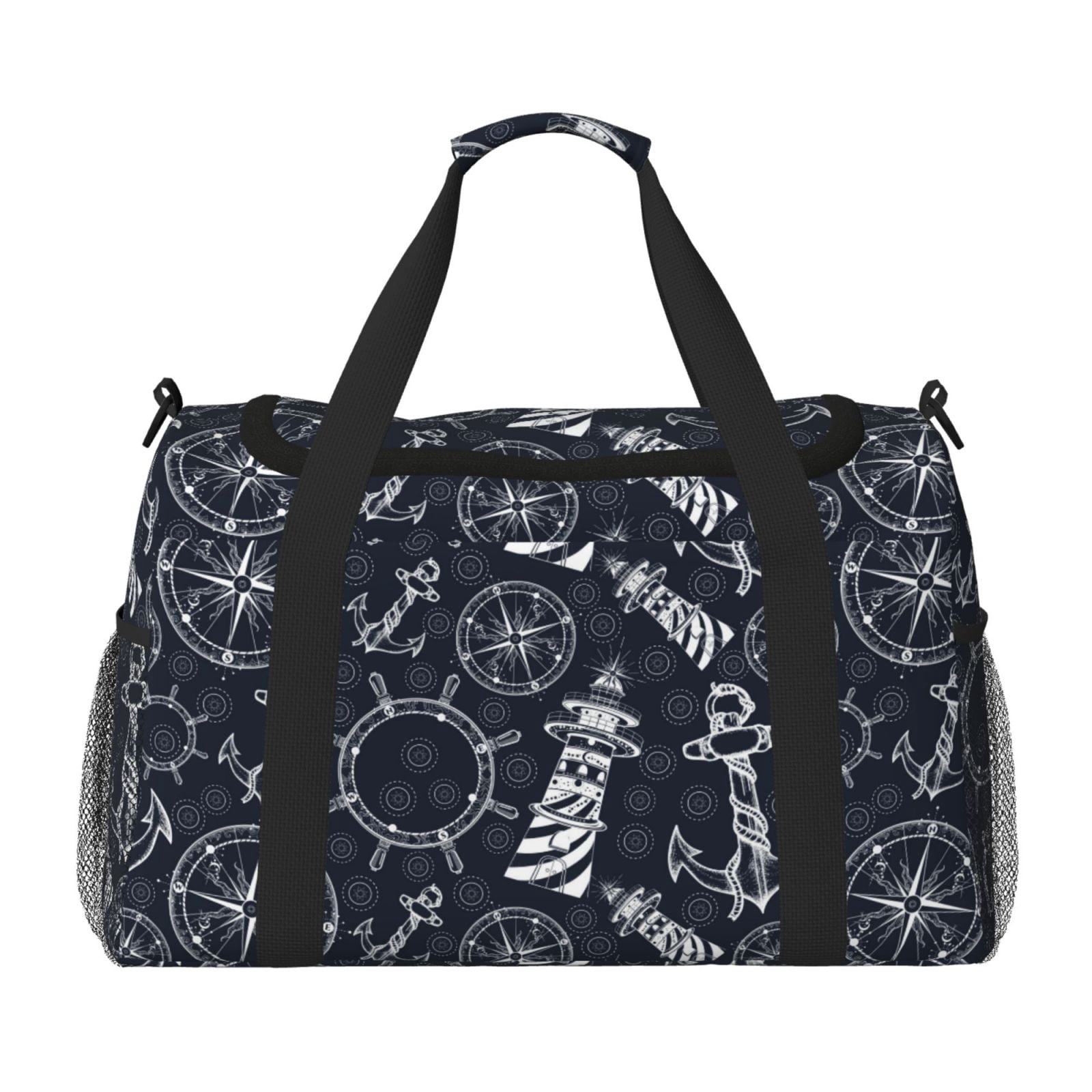 Zufioo Anchors and Lighthouse Print Hand-Held Messenger Travel Bag ...
