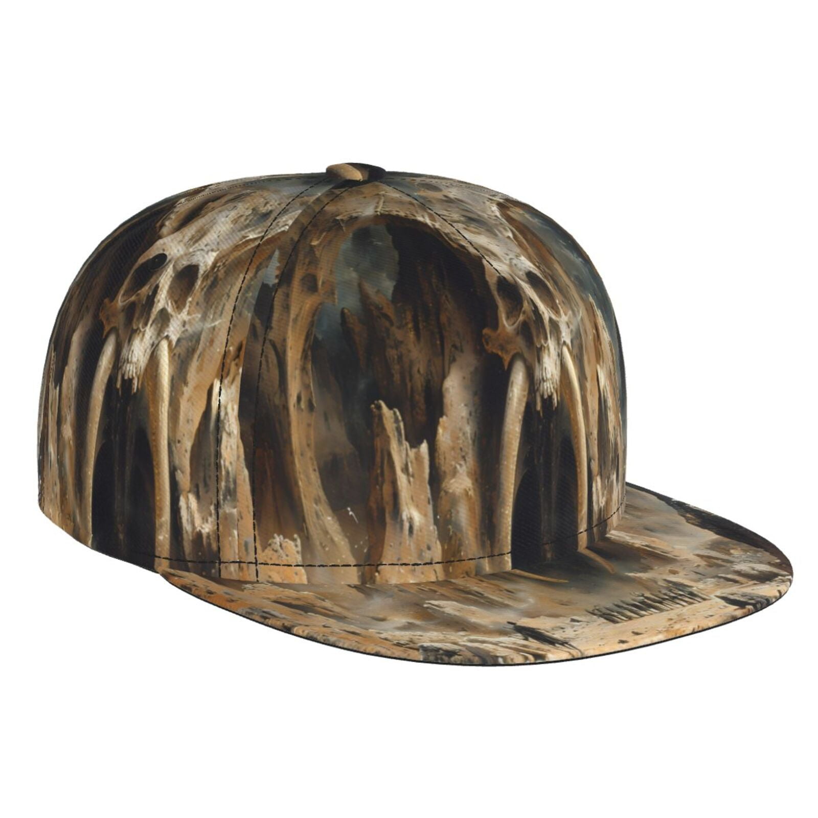 Zufioo Ancient Skull Cave Landscape Print Flat Brim Baseball Cap, Sun ...
