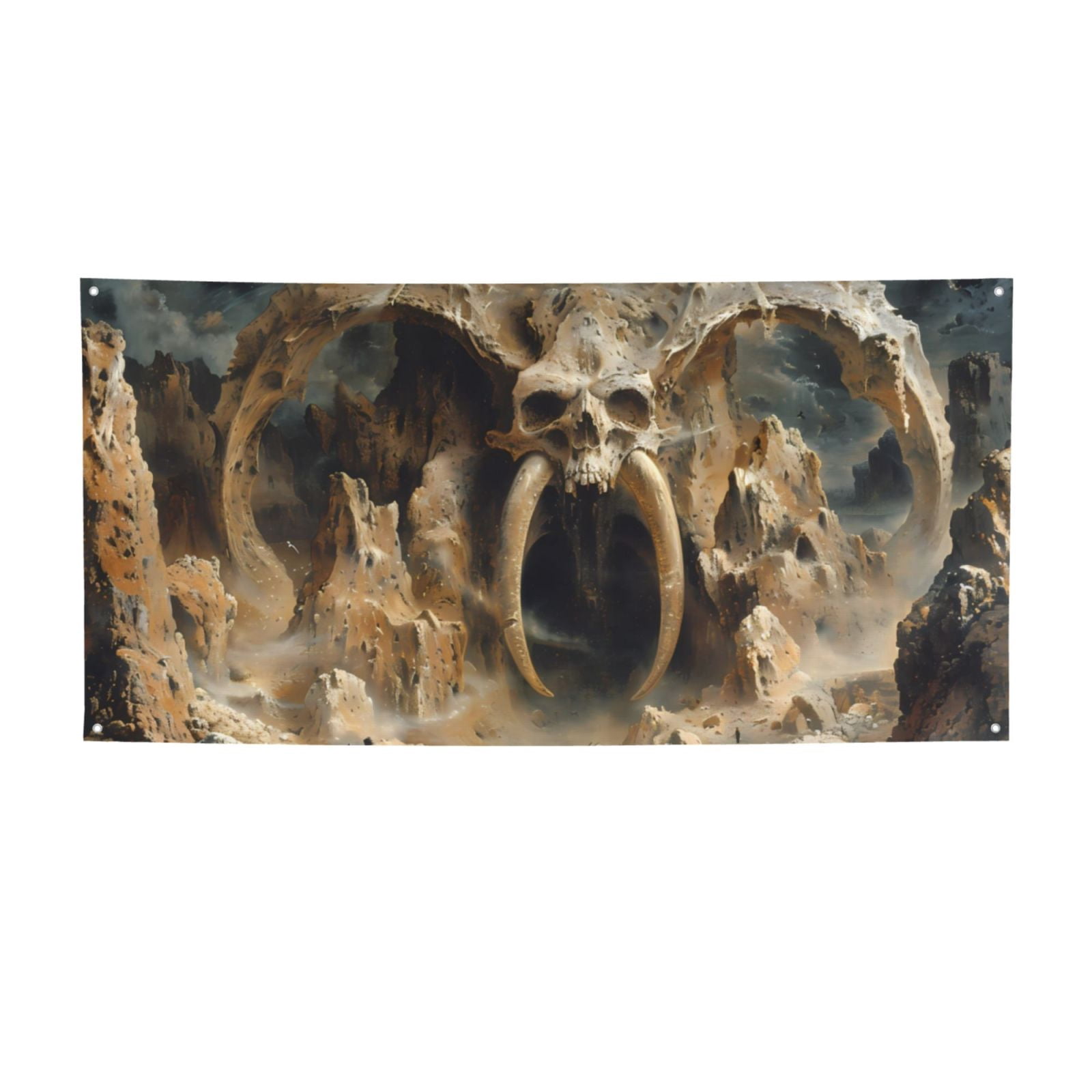 Zufioo Ancient Skull Cave Landscape Print Holiday Banners, Party ...