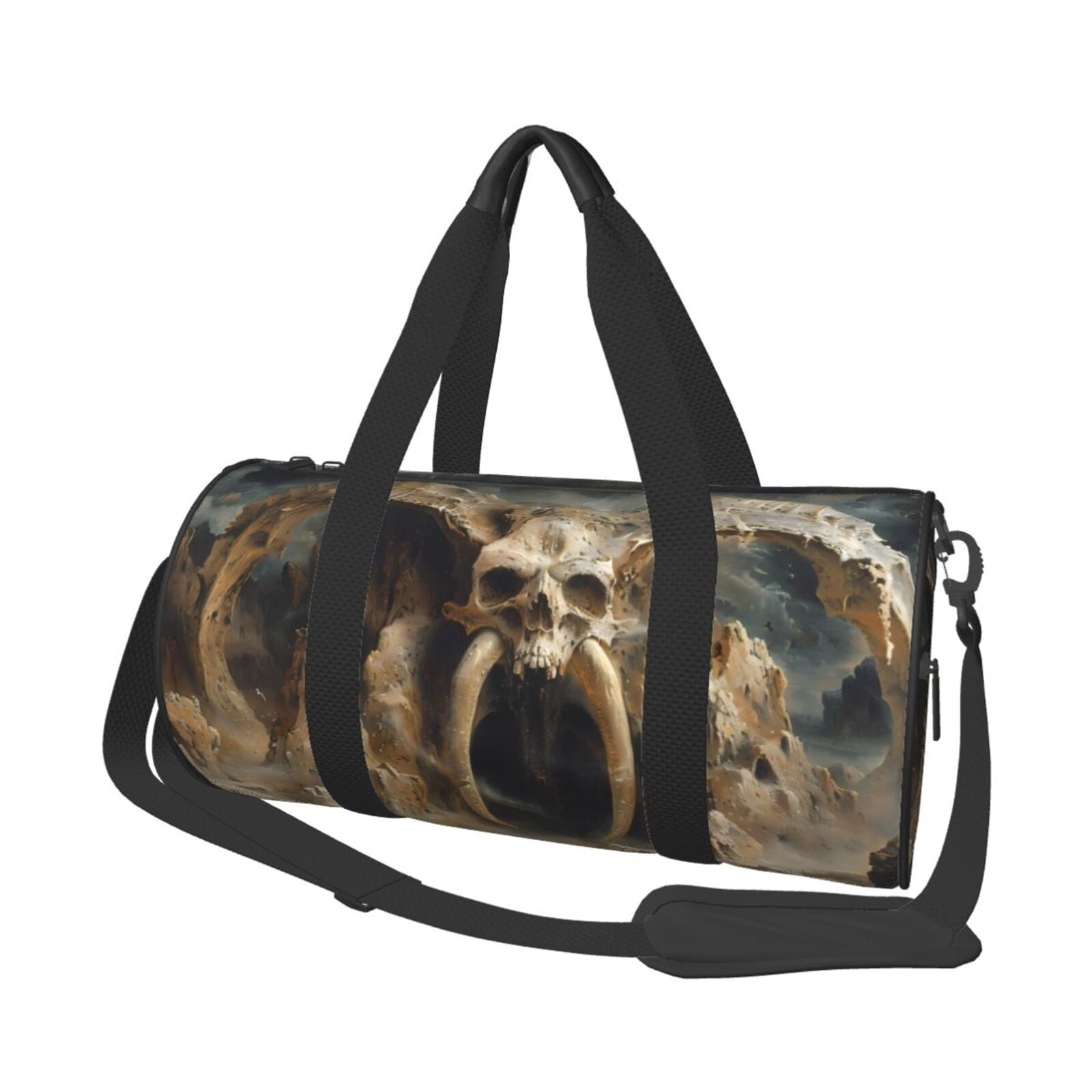 Zufioo Ancient Skull Cave Landscape Print Round Sports Travel Duffel ...