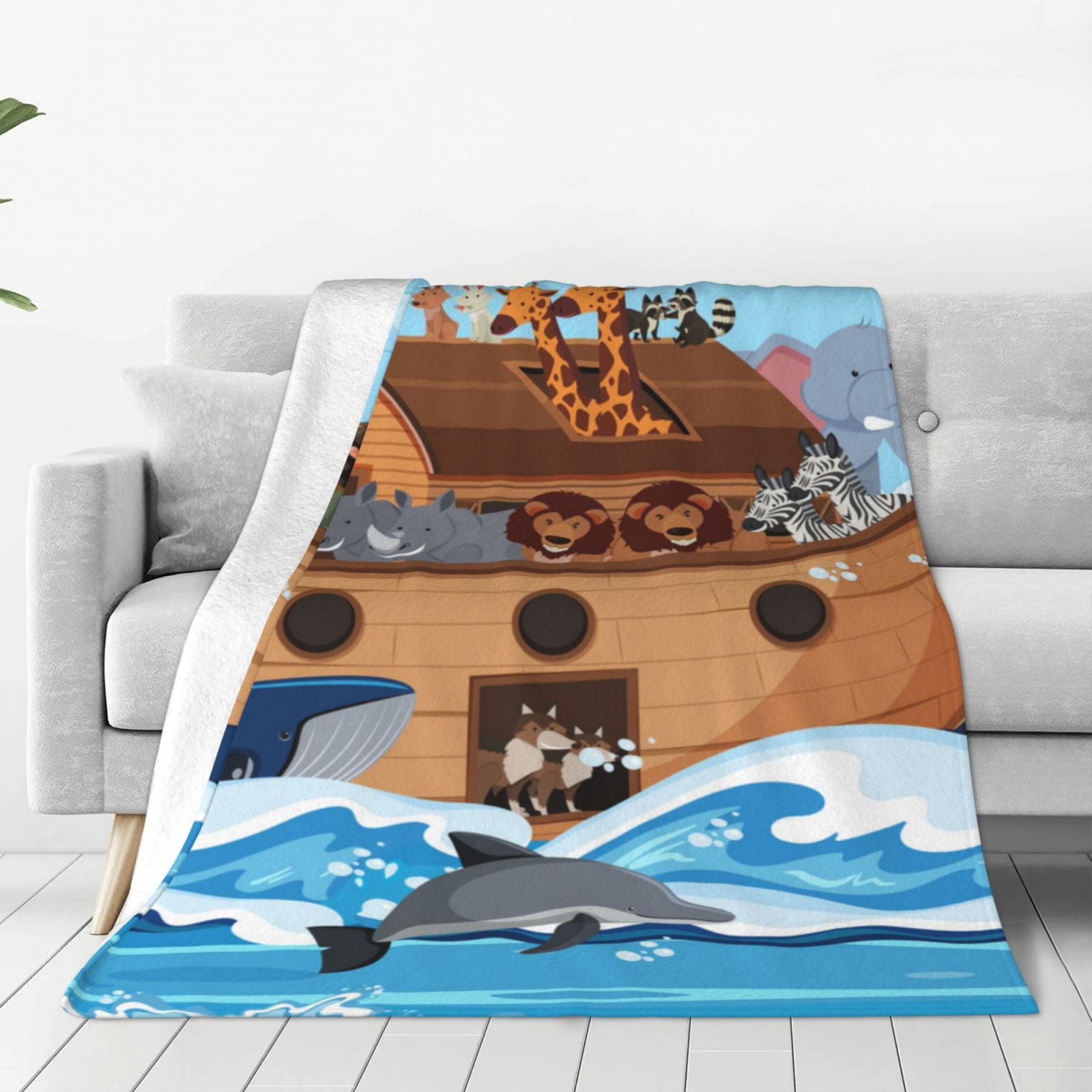 Zufioo Animals on Noah's Ark Fleece Blanket Queen Size,Plush Bed ...