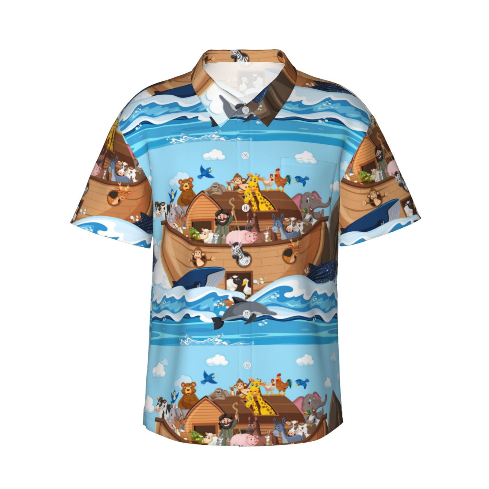 Zufioo Animals on Noah's Ark Floating Hawaiian Shirt for Men,Beach ...