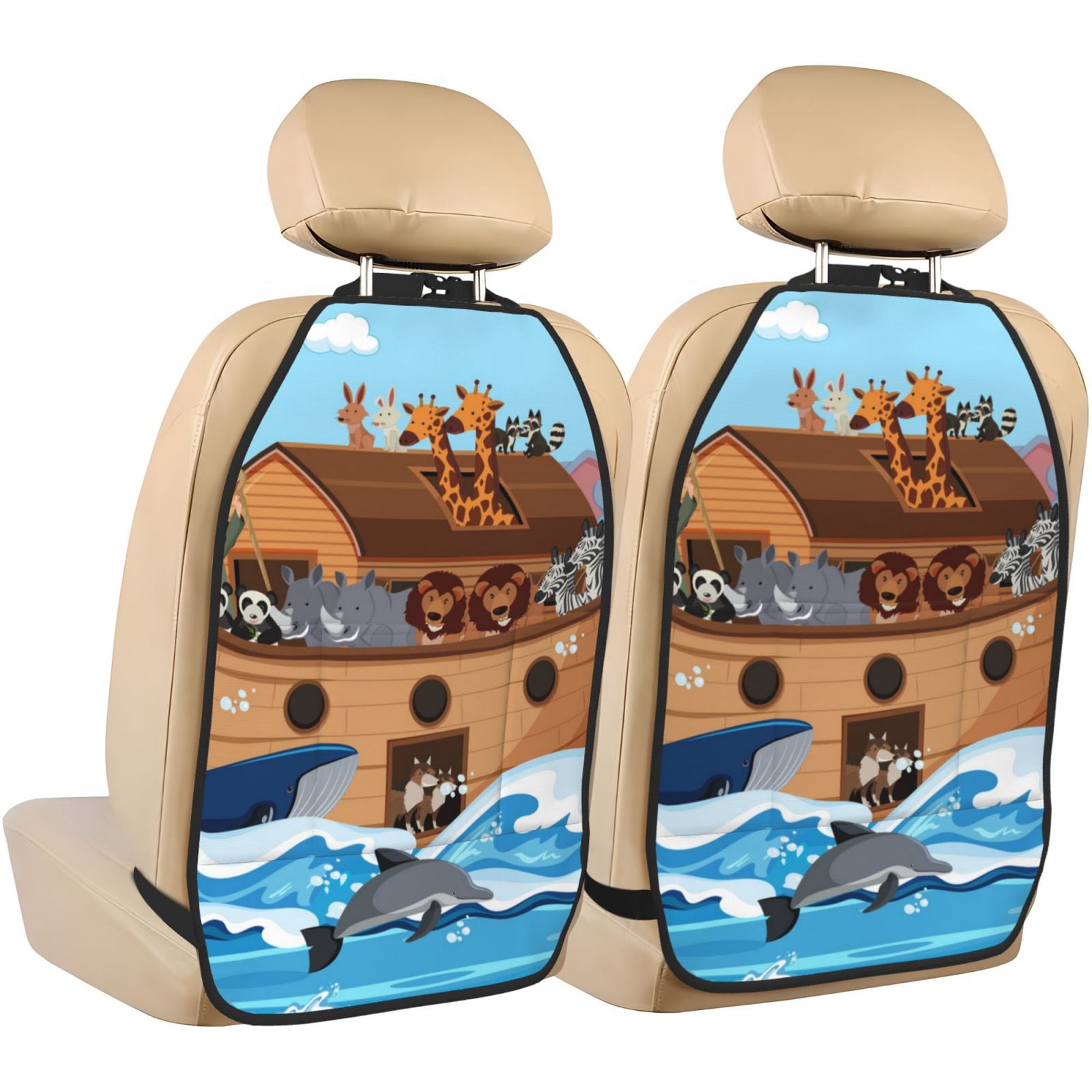 Zufioo Animals on Noah's Ark for Car Seat Kick-Proof Storage Pads 2 ...
