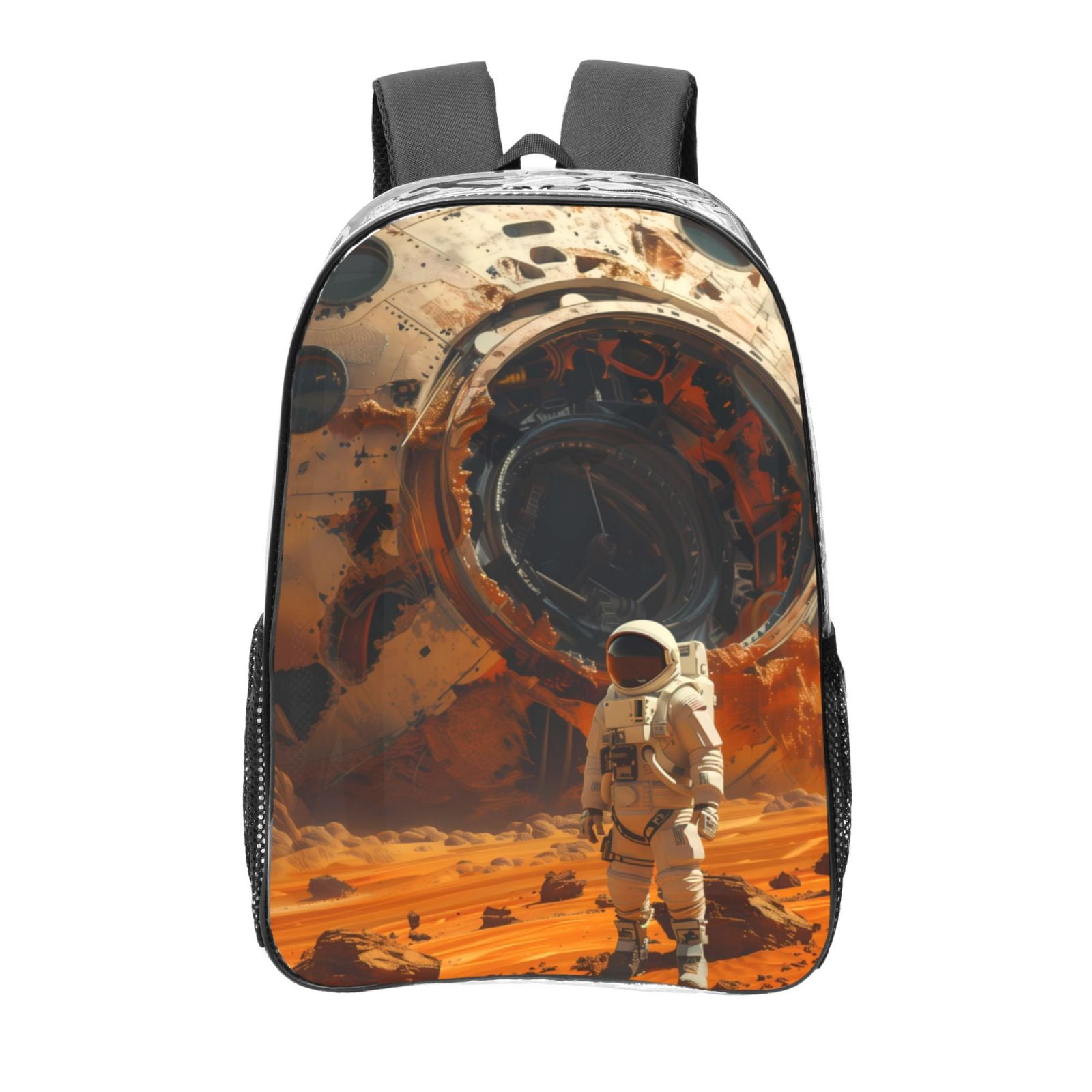 Zufioo Astronaut Exploring Mars Print Transparent Backpack, 16-inch PVC ...