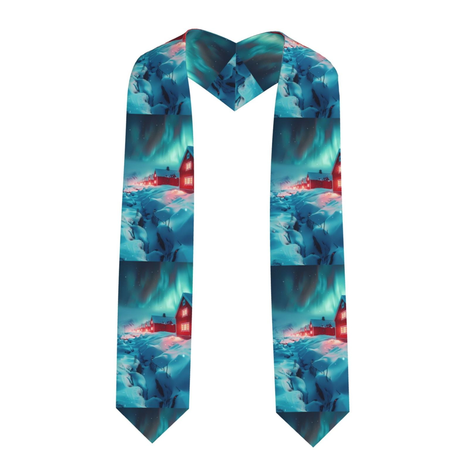Zufioo Aurora Borealis Village Print Graduation Shawl Ribbon ...