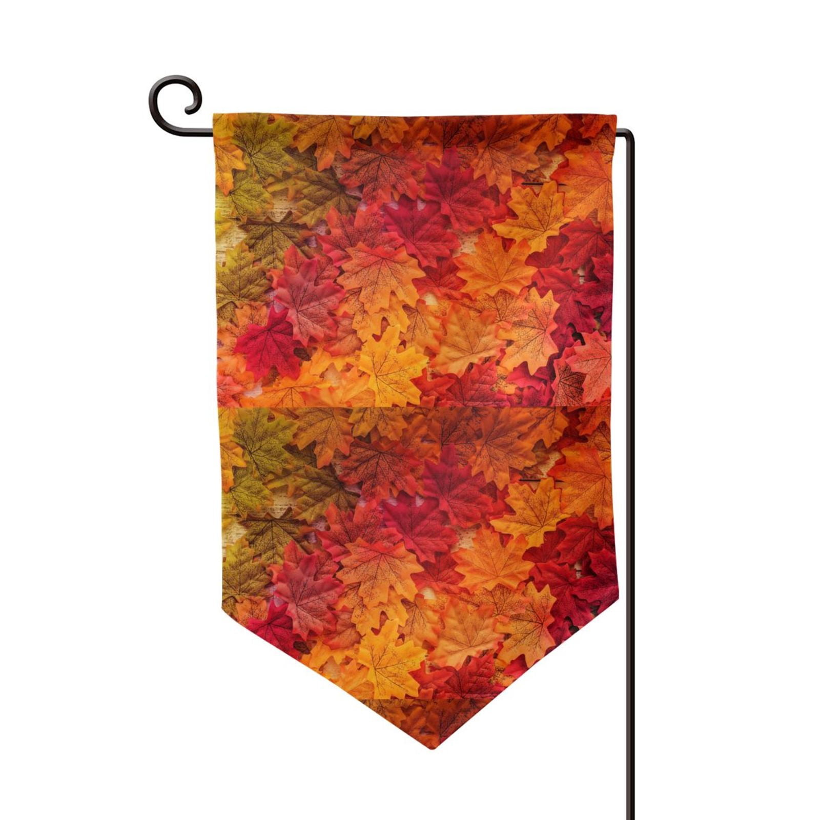 Zufioo Autumn Leaf Print Garden Decoration Flags, Sun-resistant and ...