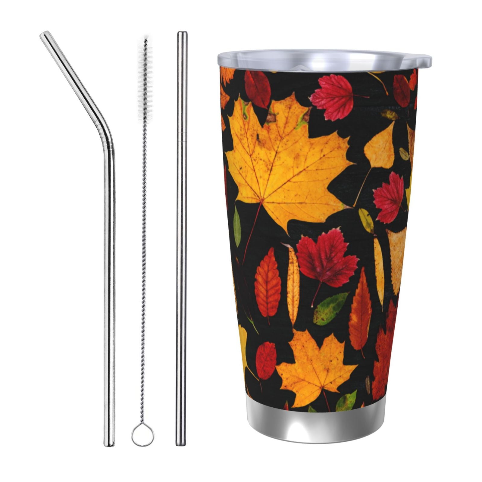 Zufioo Autumn Maple Leaves A Print 20OZ Stainless Steel Car Cup, Direct ...