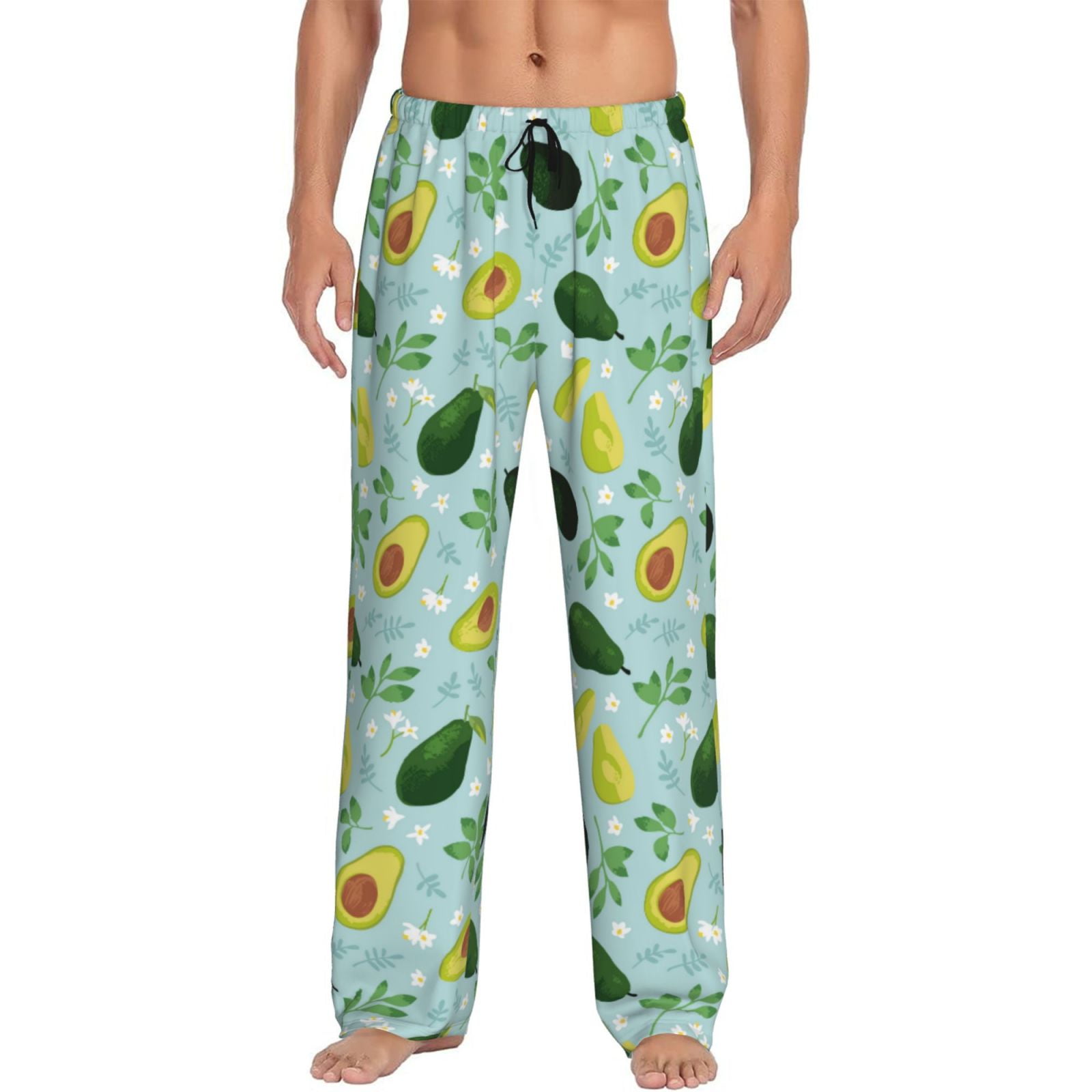 Zufioo Avocado Flowers And Leaves Mens Pajama Pants Sleep & Lounge ...