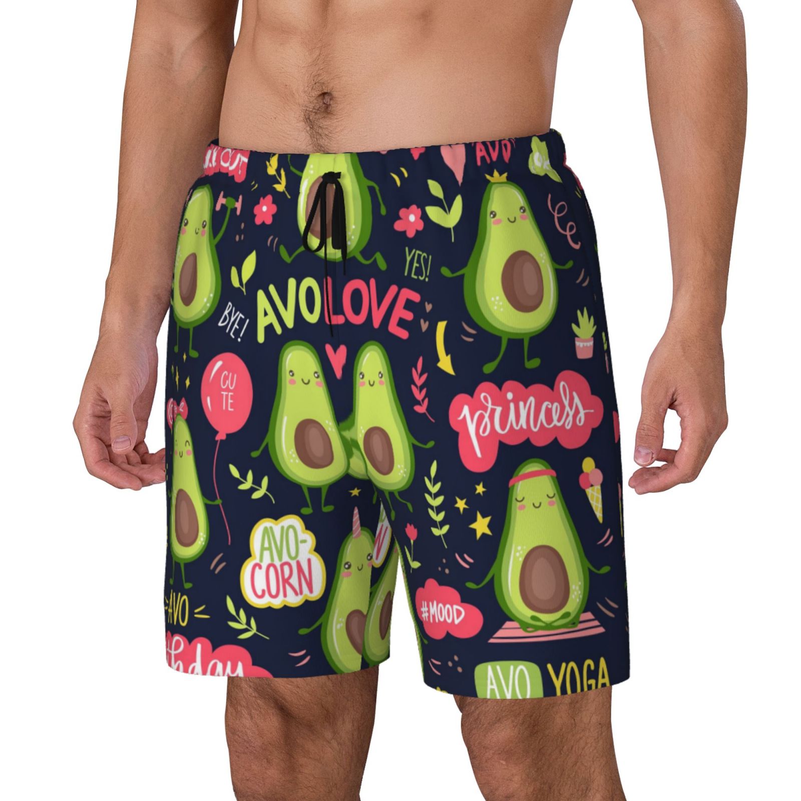 Zufioo Avocado Love Mens Swimsuit Trunks with Compression Liner,Quick ...