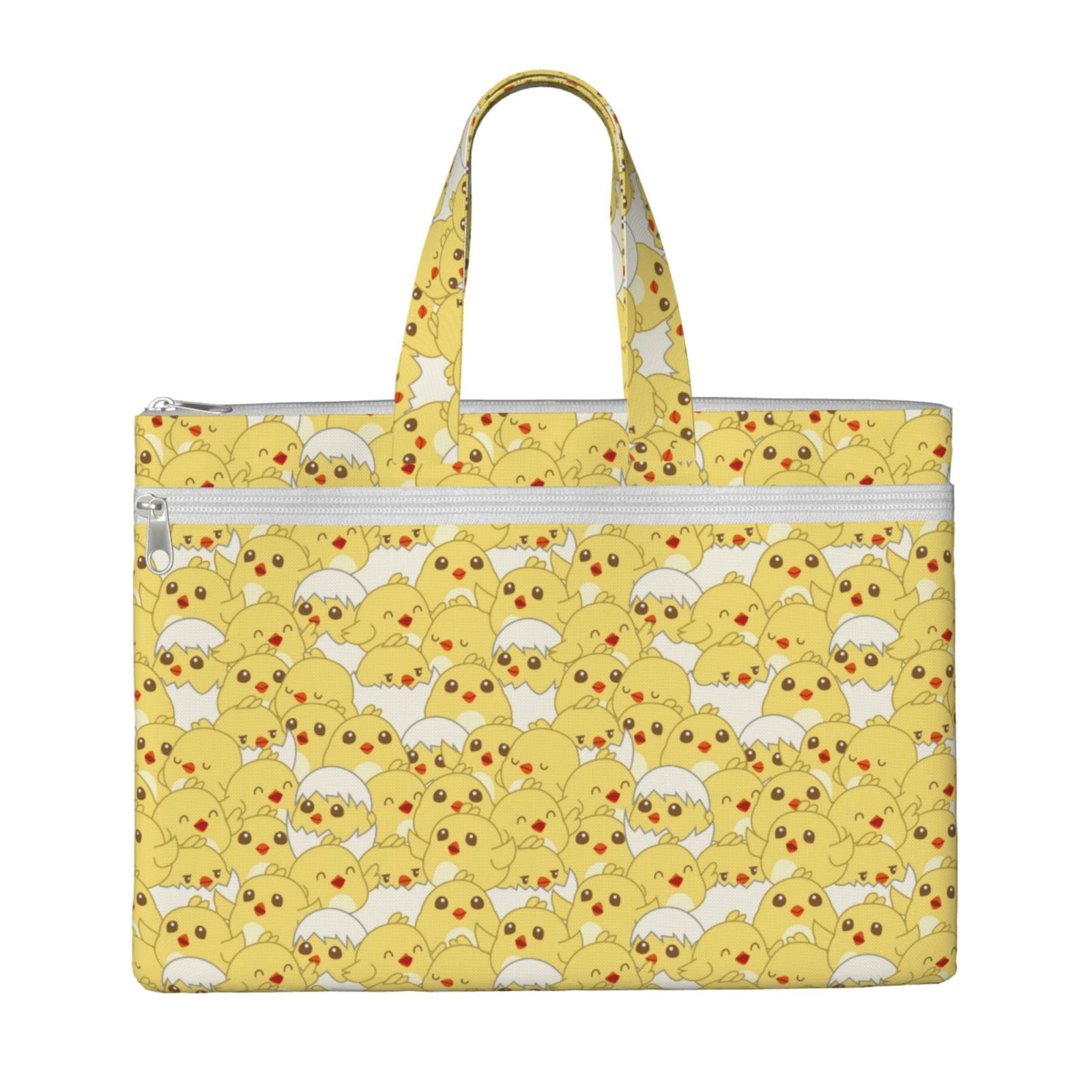 Zufioo Baby Chicks Print Canvas Hand-Held Document Bag, Zippered ...