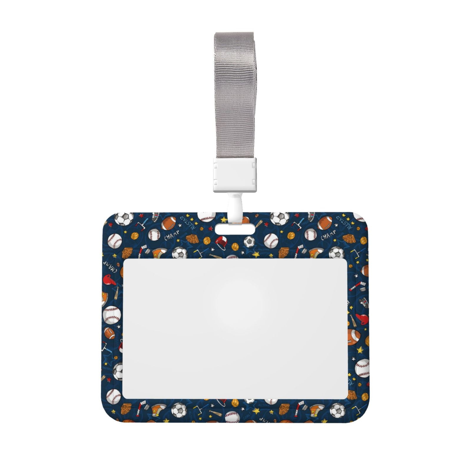 Zufioo Ball Sports Print Work Badge Protective Case, Waterproof Lanyard ...