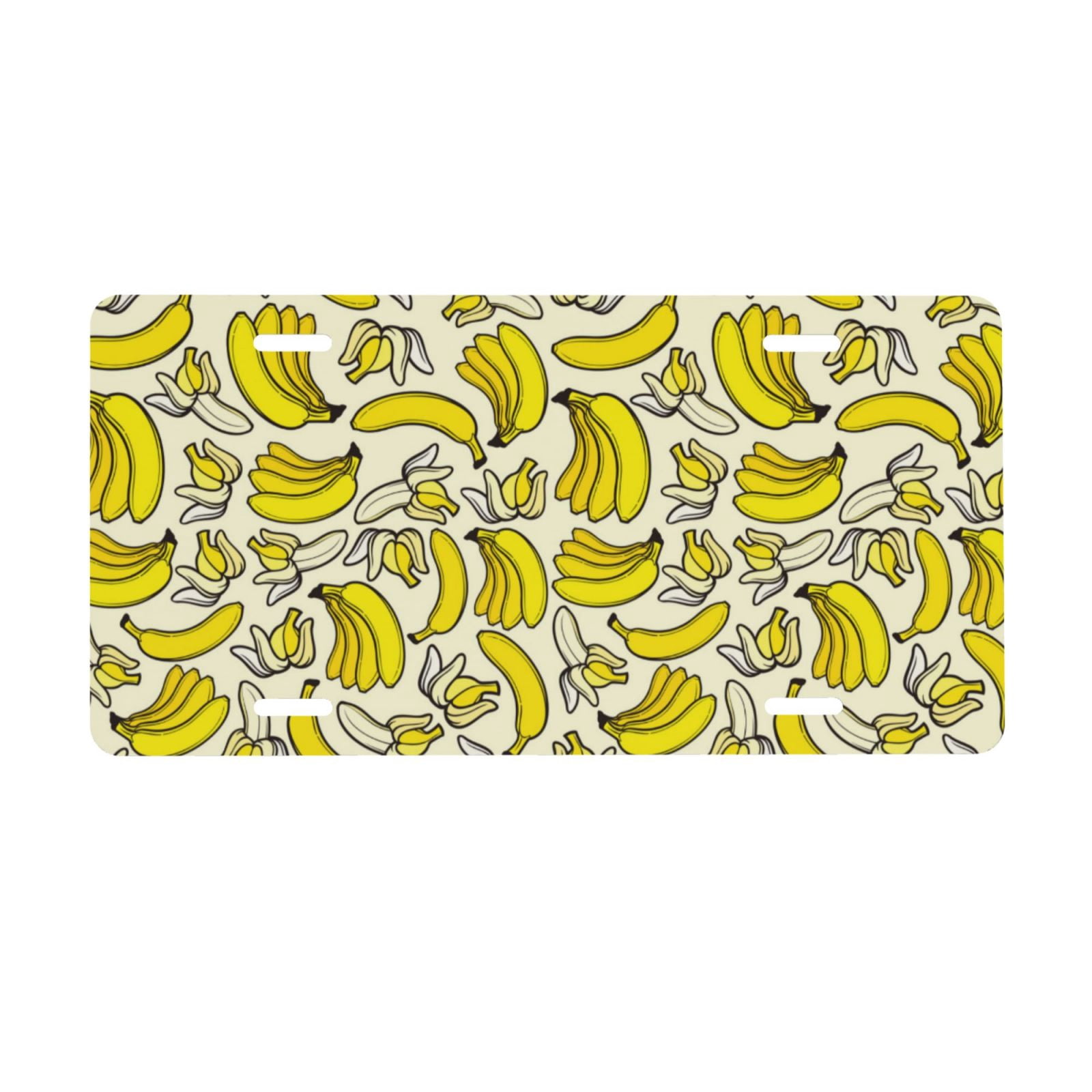 Zufioo Banana Print Car Aluminum Front License Plate, 12x6 Inch ...