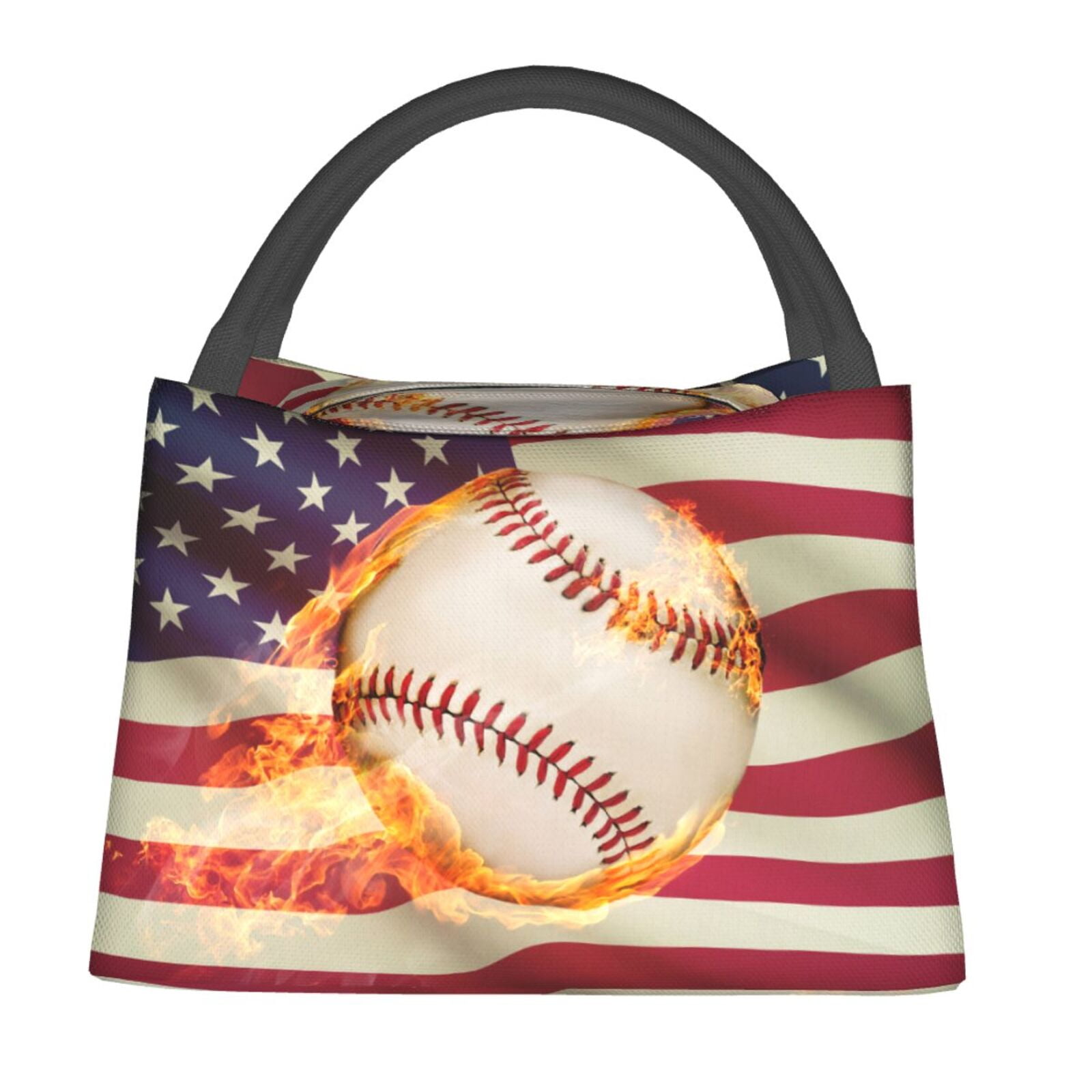 Zufioo Baseball Ball With Flag Insulated Reusable Grocery Bags,Cooler ...