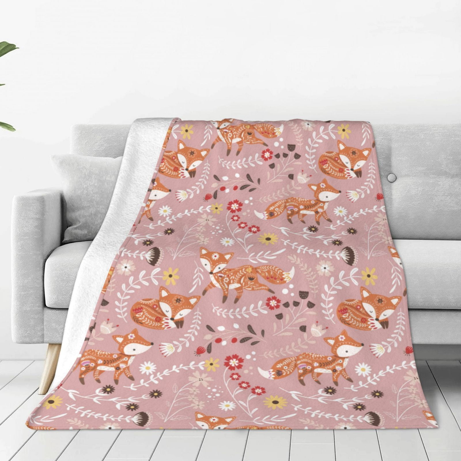 Zufioo Beautiful Fox Fleece Blanket Queen Size,Plush Bed Blanket,Ultra ...