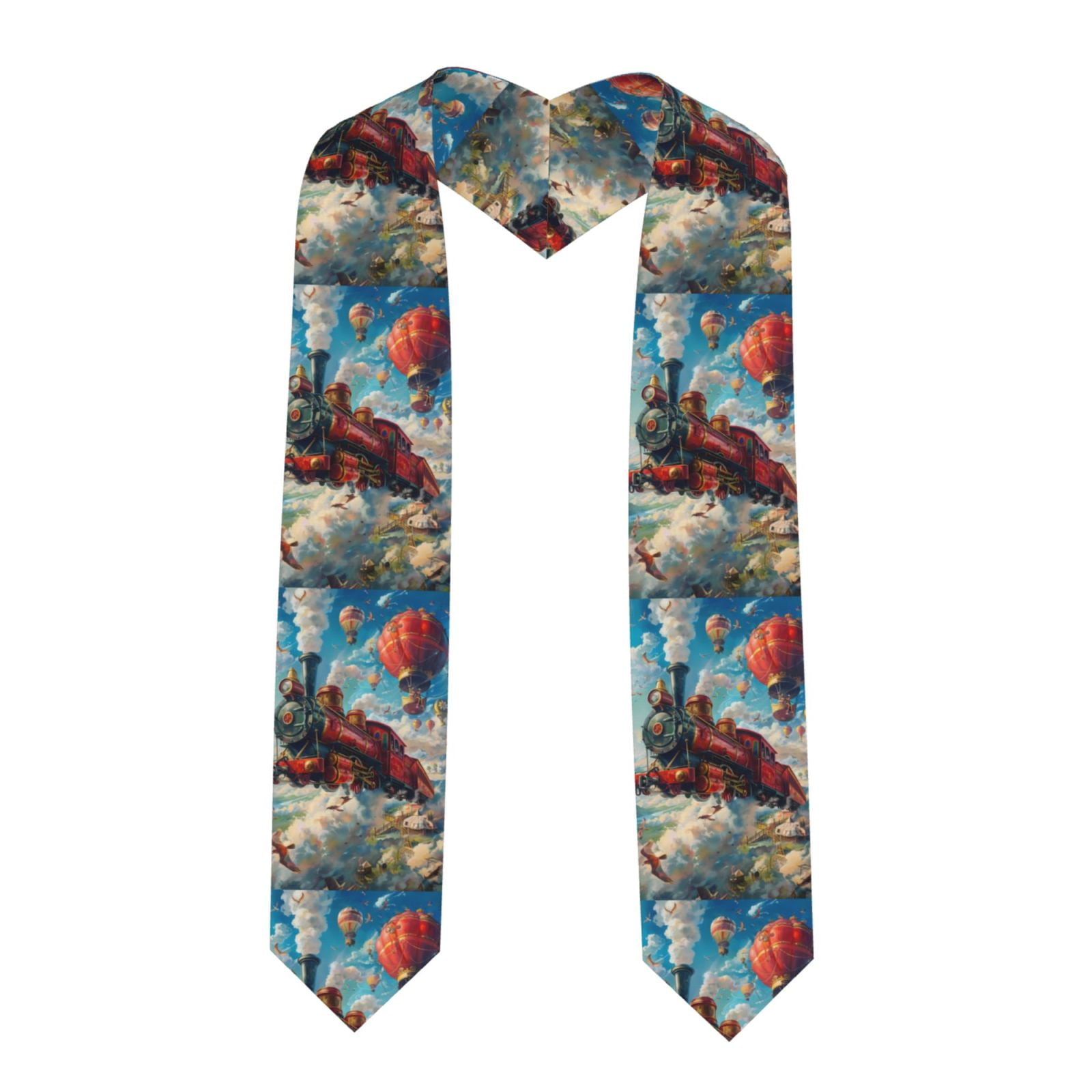 Zufioo Beautiful Red Train Hot Air Balloon Print Graduation Shawl ...