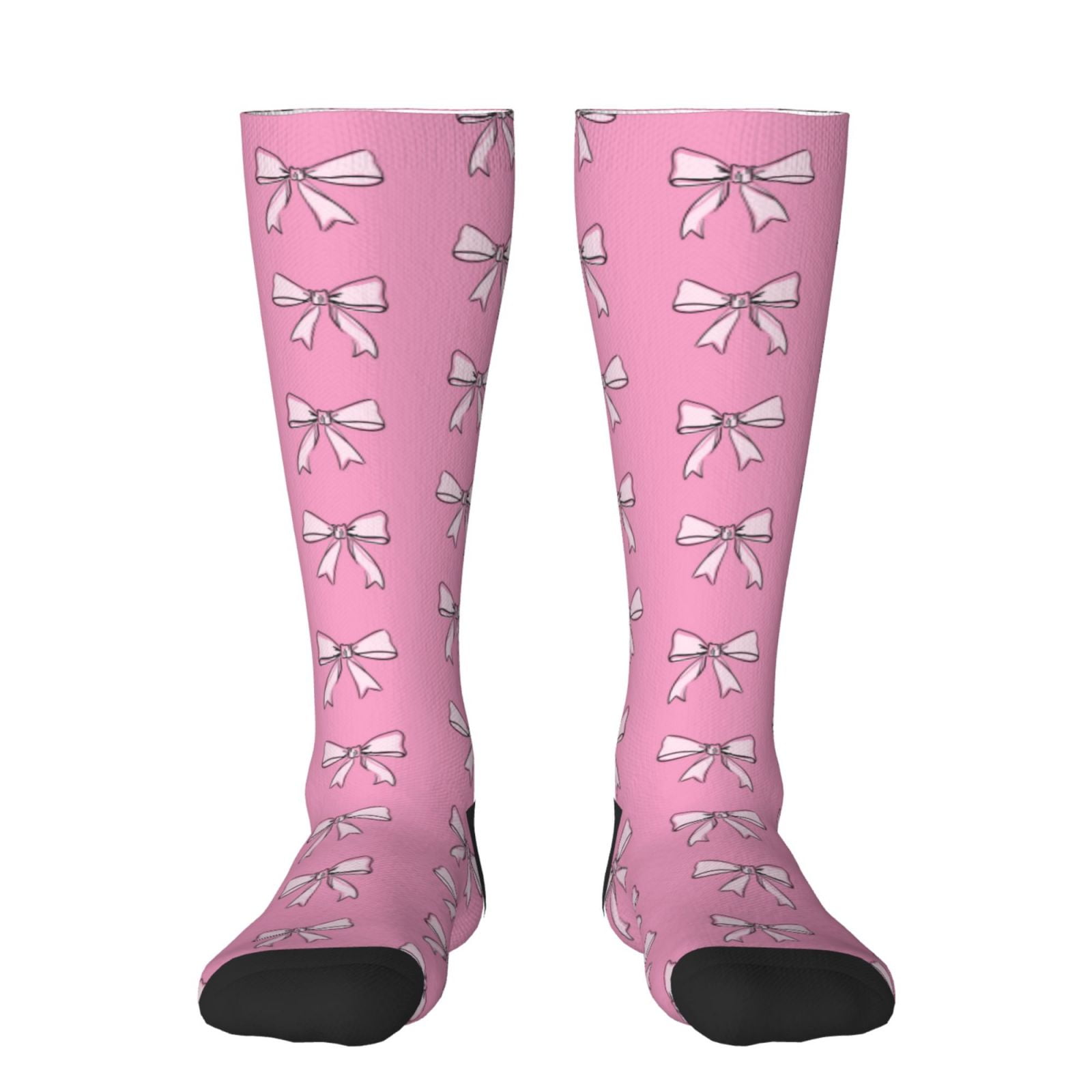 Zufioo Beautiful pink bow Long High Thigh Socks Knee-High Warm Stocking ...