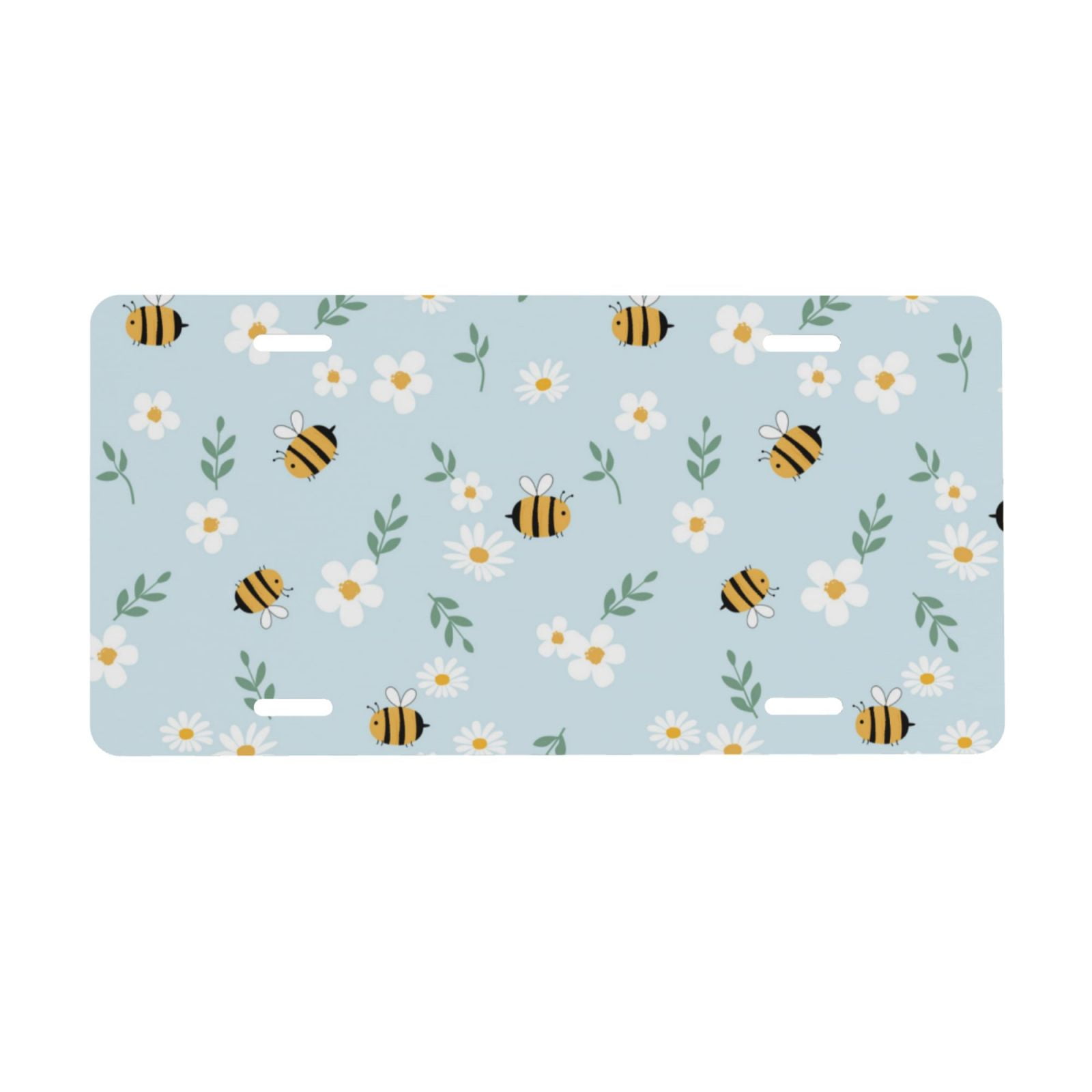 Zufioo Bee Flower Print Car Aluminum Front License Plate, 12x6 Inch ...