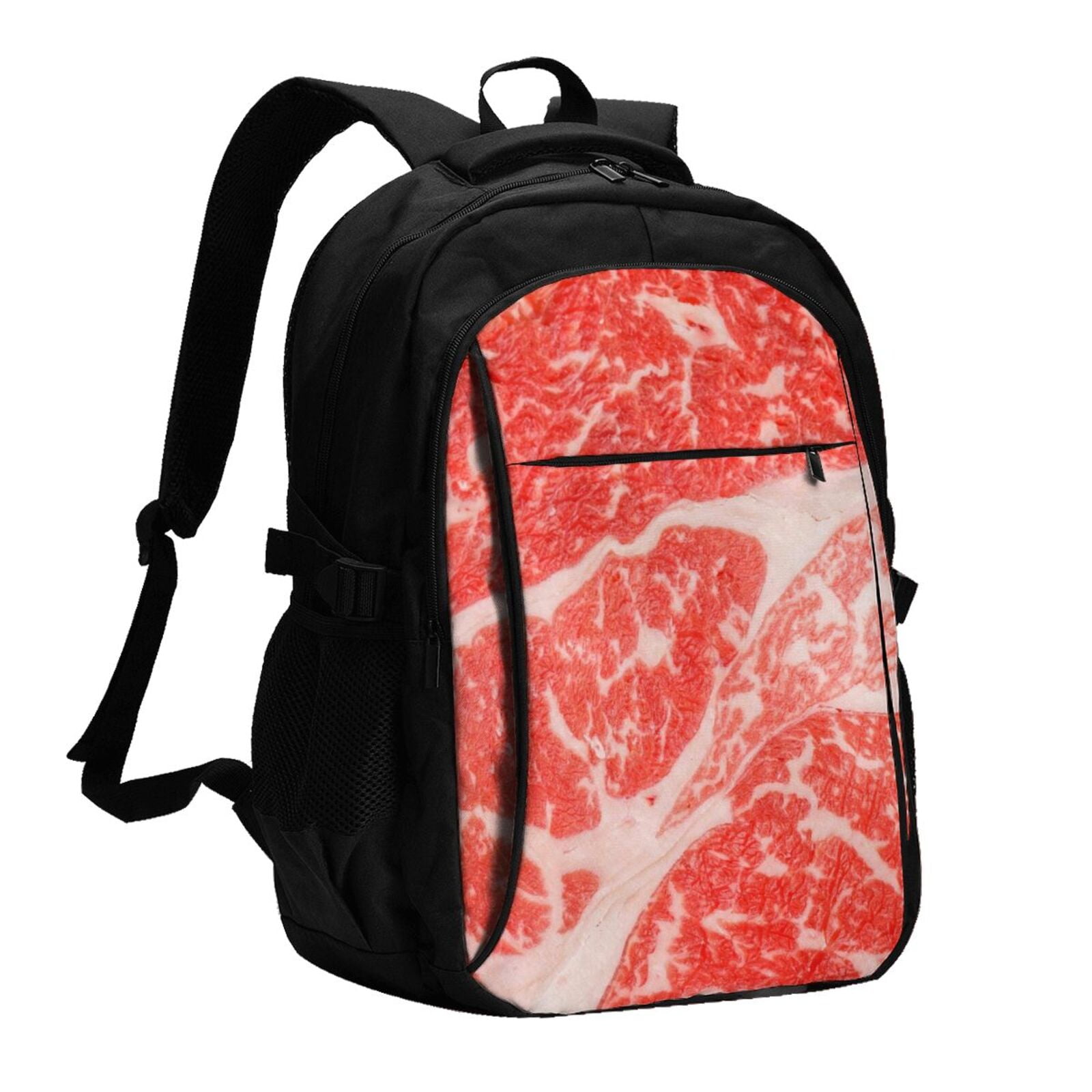 Zufioo Beef Steaks Print USB Backpack, Multi-Pocket Design Ergonomic ...