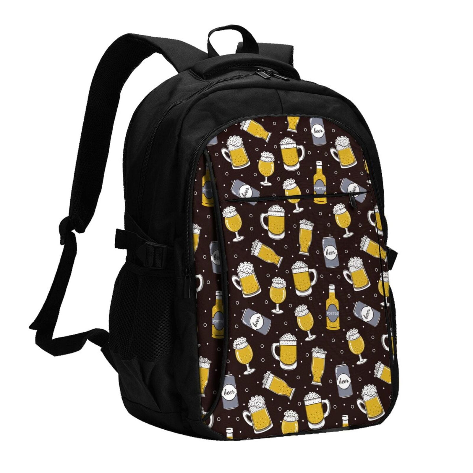 Zufioo Beer In A Bottle Print USB Backpack, Multi-Pocket Design ...