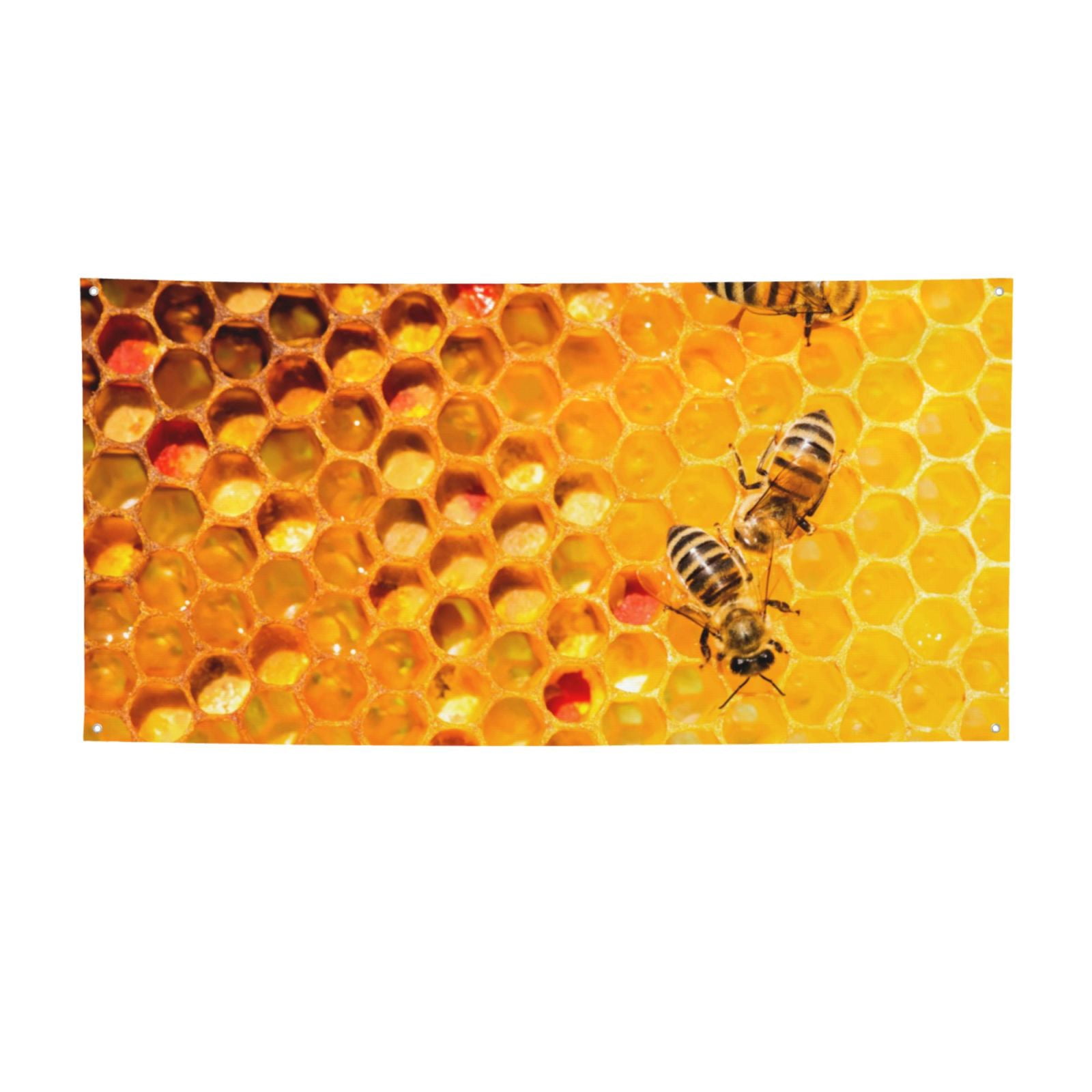 Zufioo Bees on Hive Honeycomb Print Holiday Banners, Party Banners ...