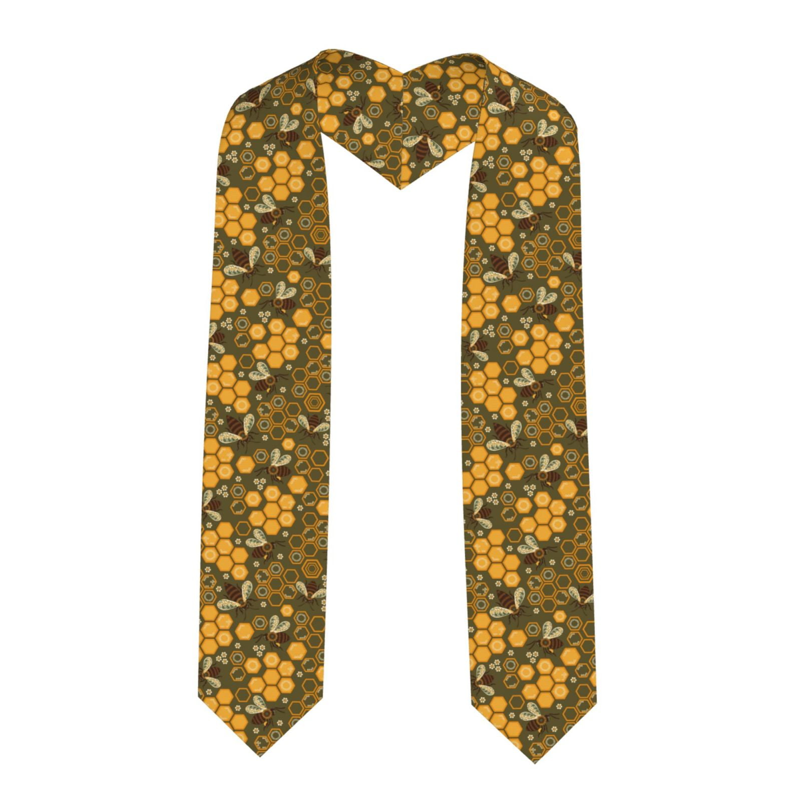 Zufioo Bees and Honeycombs Print Graduation Shawl Ribbon, Graduation ...