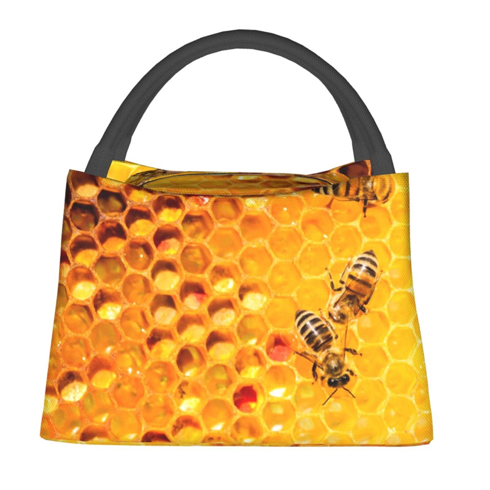 Zufioo Bees on Hive Honeycomb Insulated Reusable Grocery Bags,Cooler ...