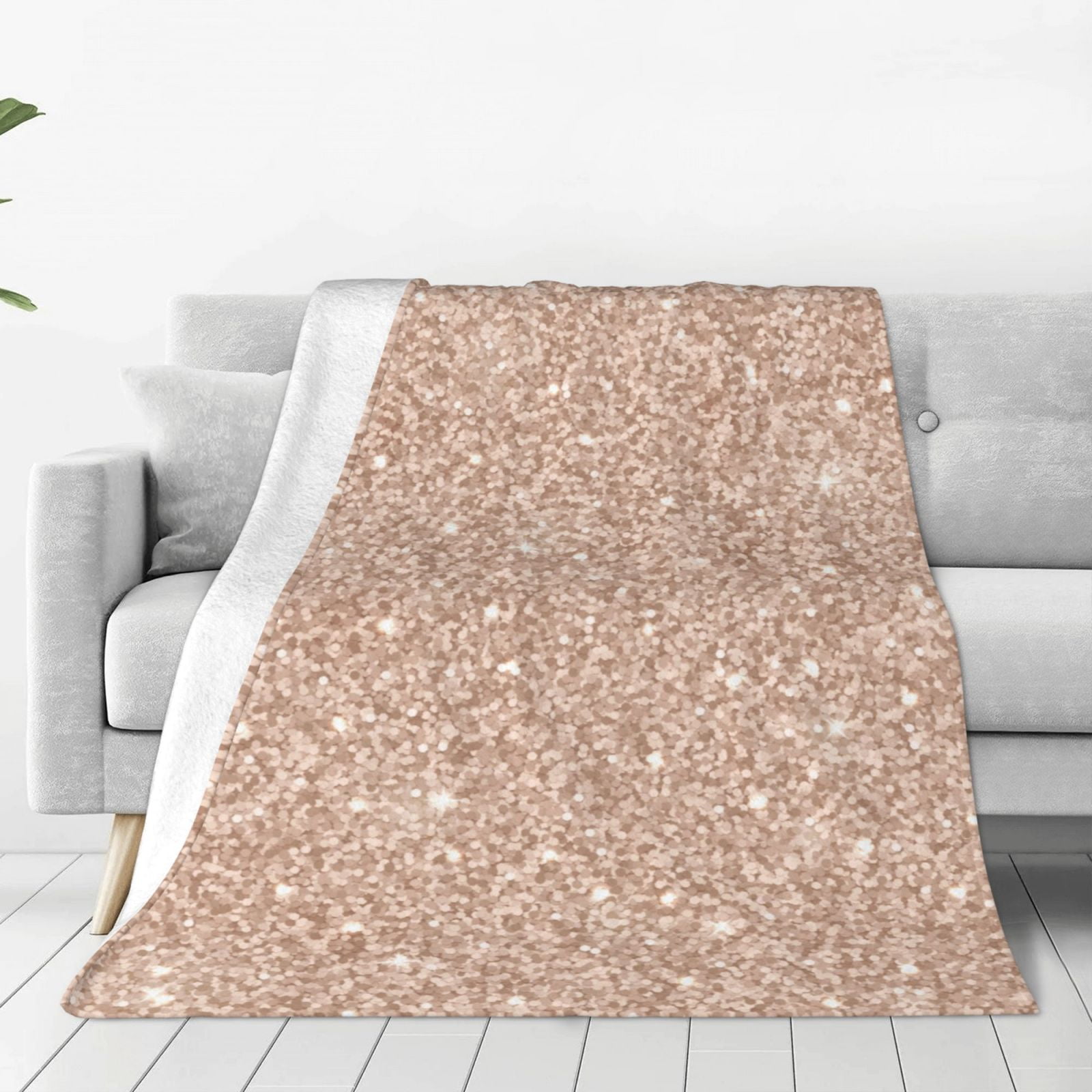 Zufioo Beige Sparkling Glitter Fleece Blanket Queen Size,Plush Bed ...