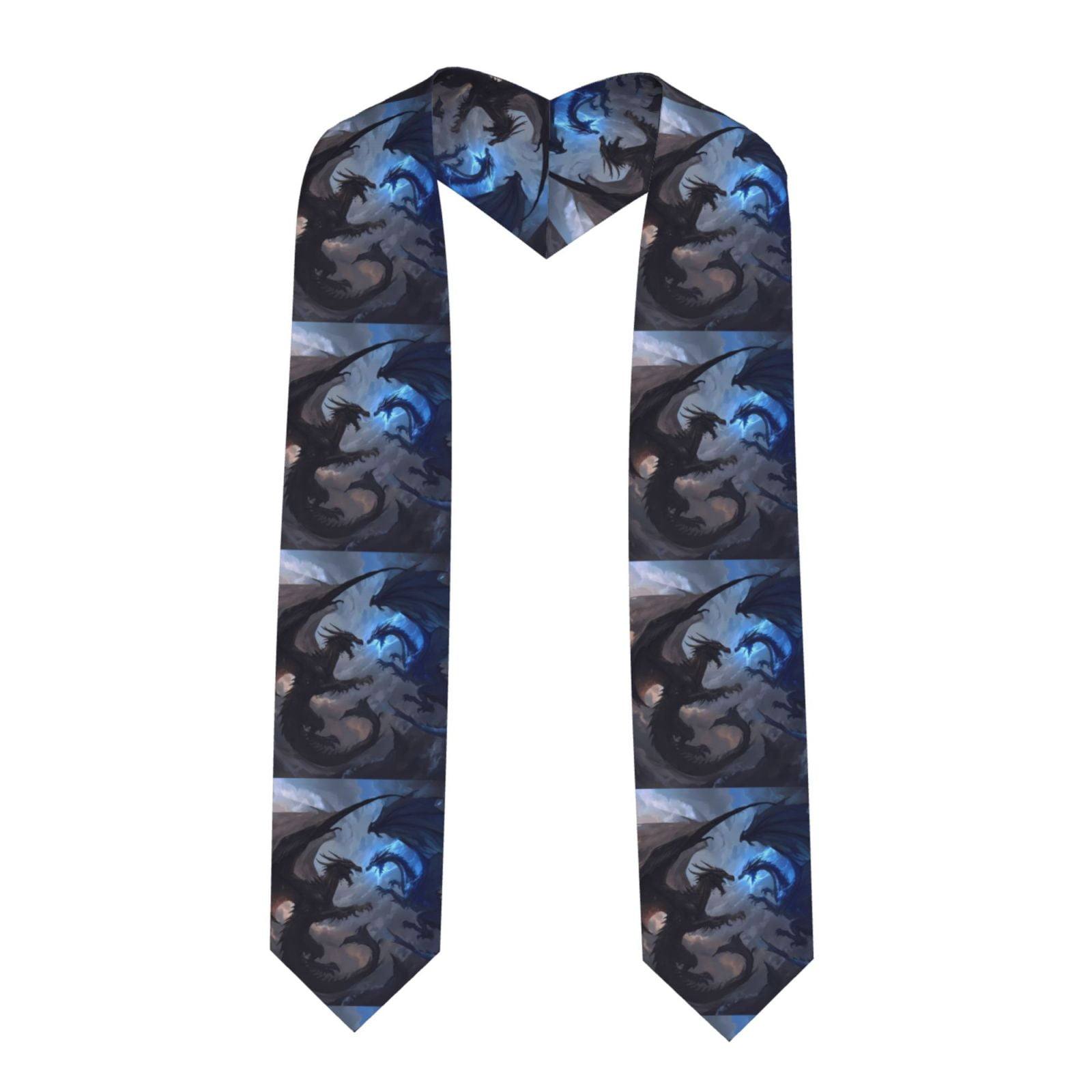 Zufioo Black And Blue Lightning Dragon Print Graduation Shawl Ribbon ...