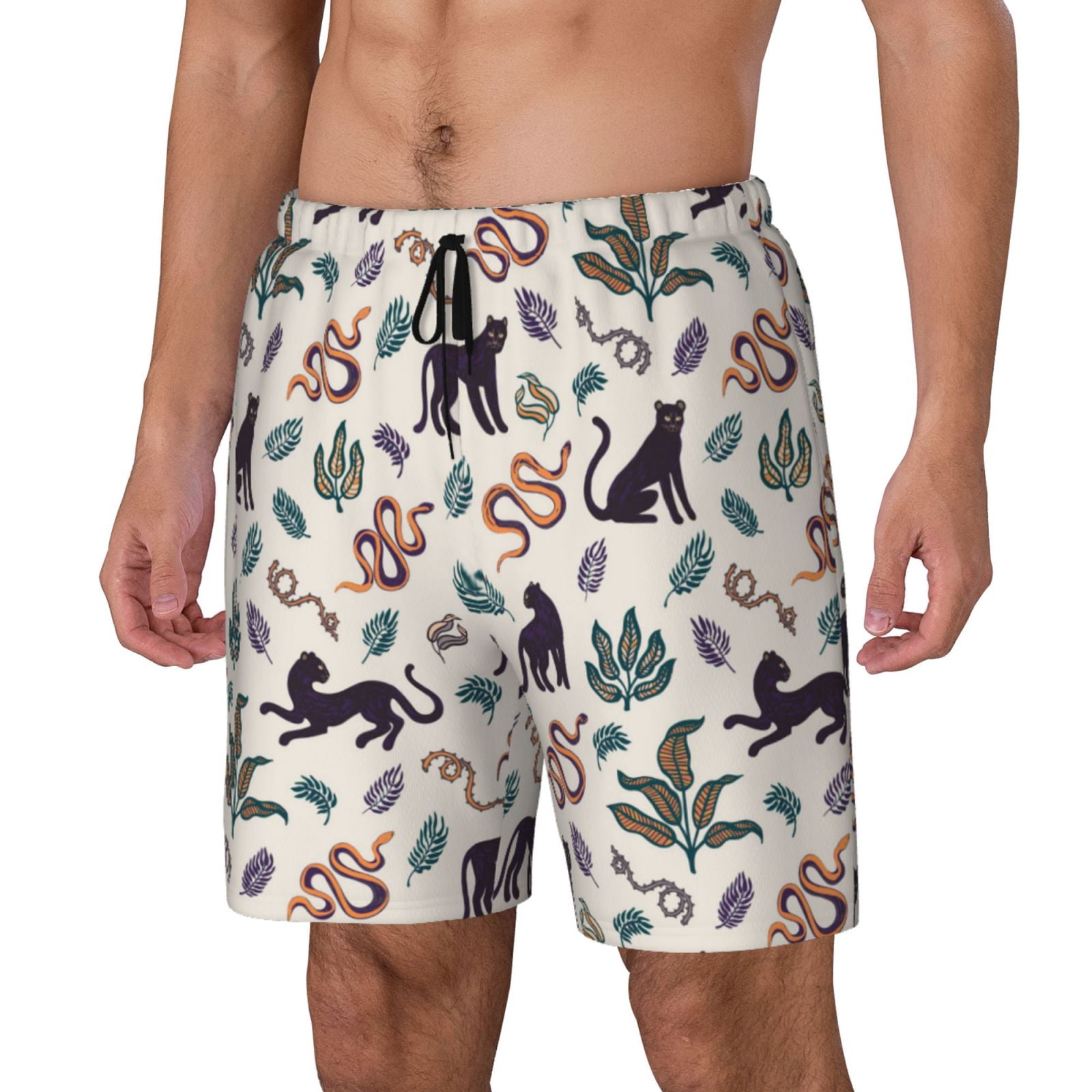 Zufioo Black Cat And Snake Mens Swimsuit Trunks with Compression Liner ...