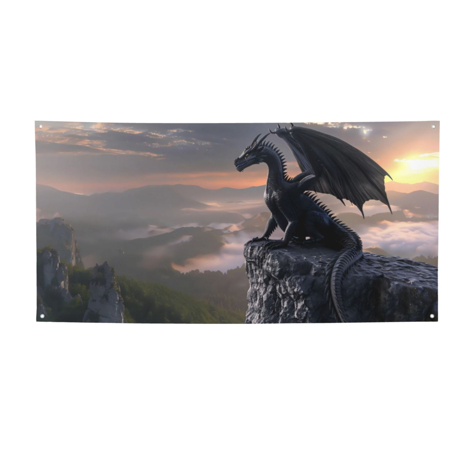 Zufioo Black Dragon Cliff Dawn Print Holiday Banners, Party Banners ...