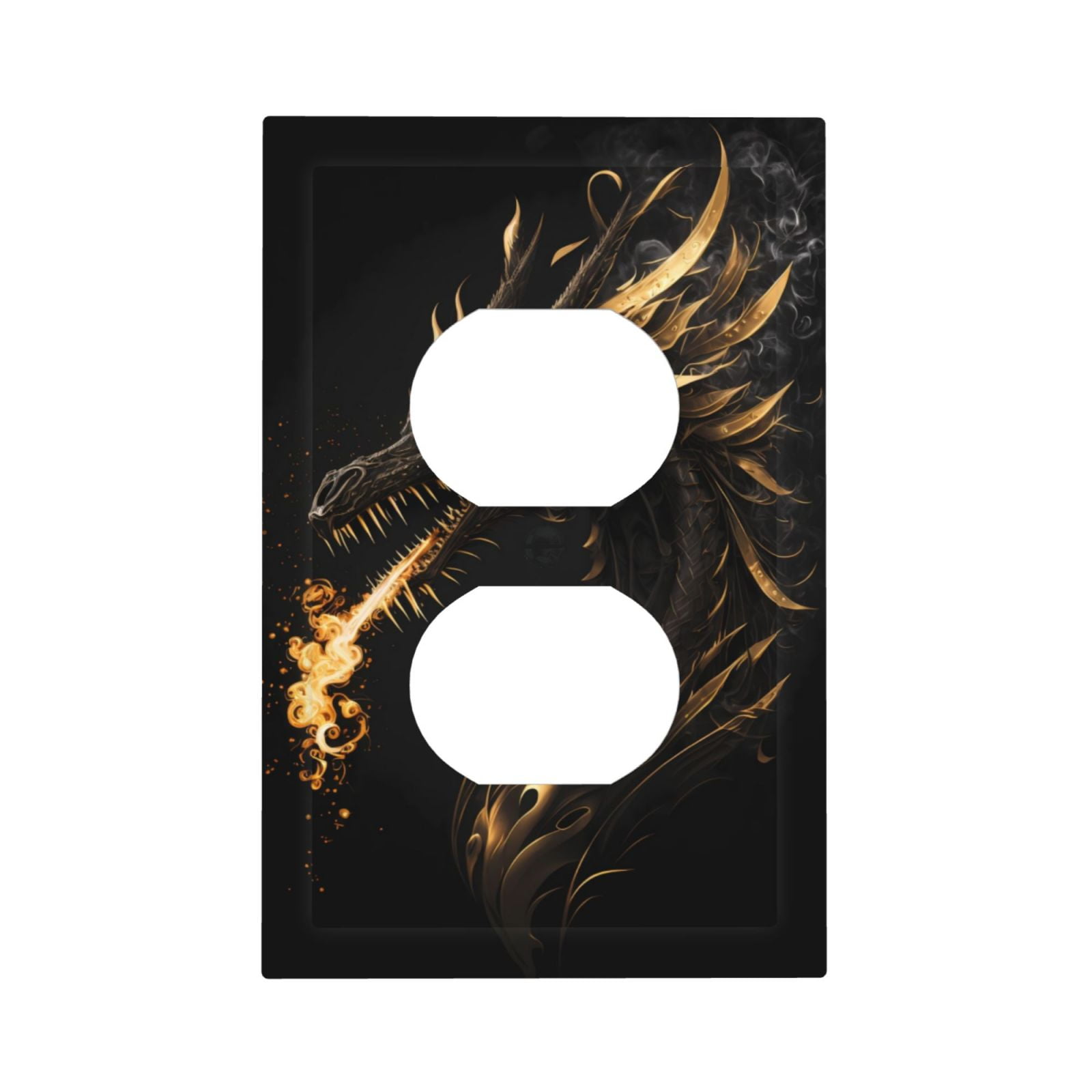 Zufioo Black And Gold Fire Dragon Print Switch Wall Plate, Dustproof ...