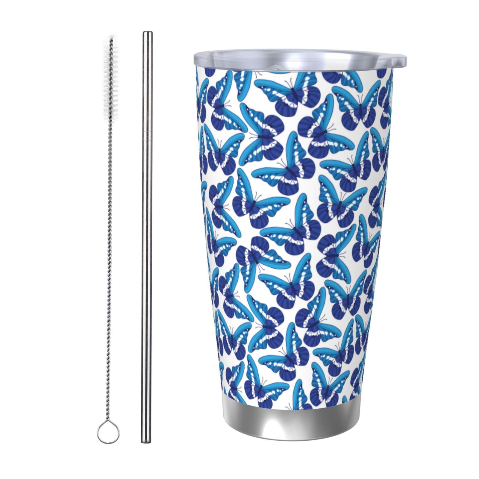 Zufioo Blue Butterflies Print 20OZ Stainless Steel Car Cup, Direct ...