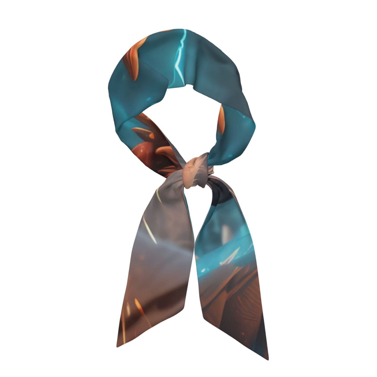 Zufioo Blue Dragon And White Tiger Print Women's Long Silk Scarves ...